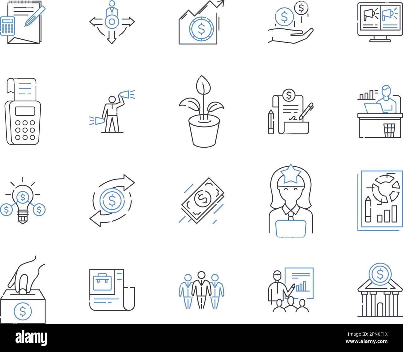 Personal Finance Management outline icons collection. Budgeting, Saving ...