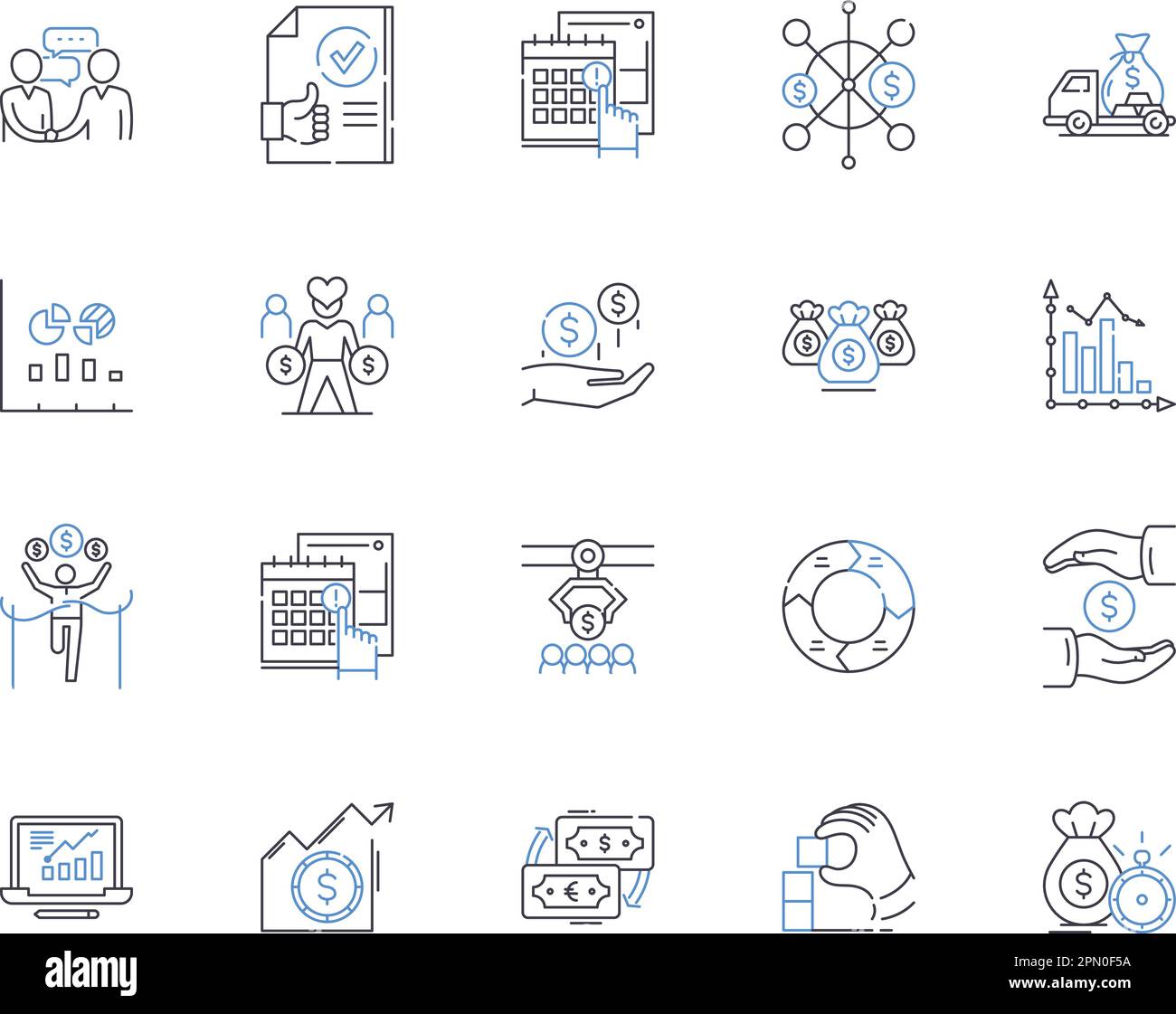 Financial advising outline icons collection. Financial, Advising ...