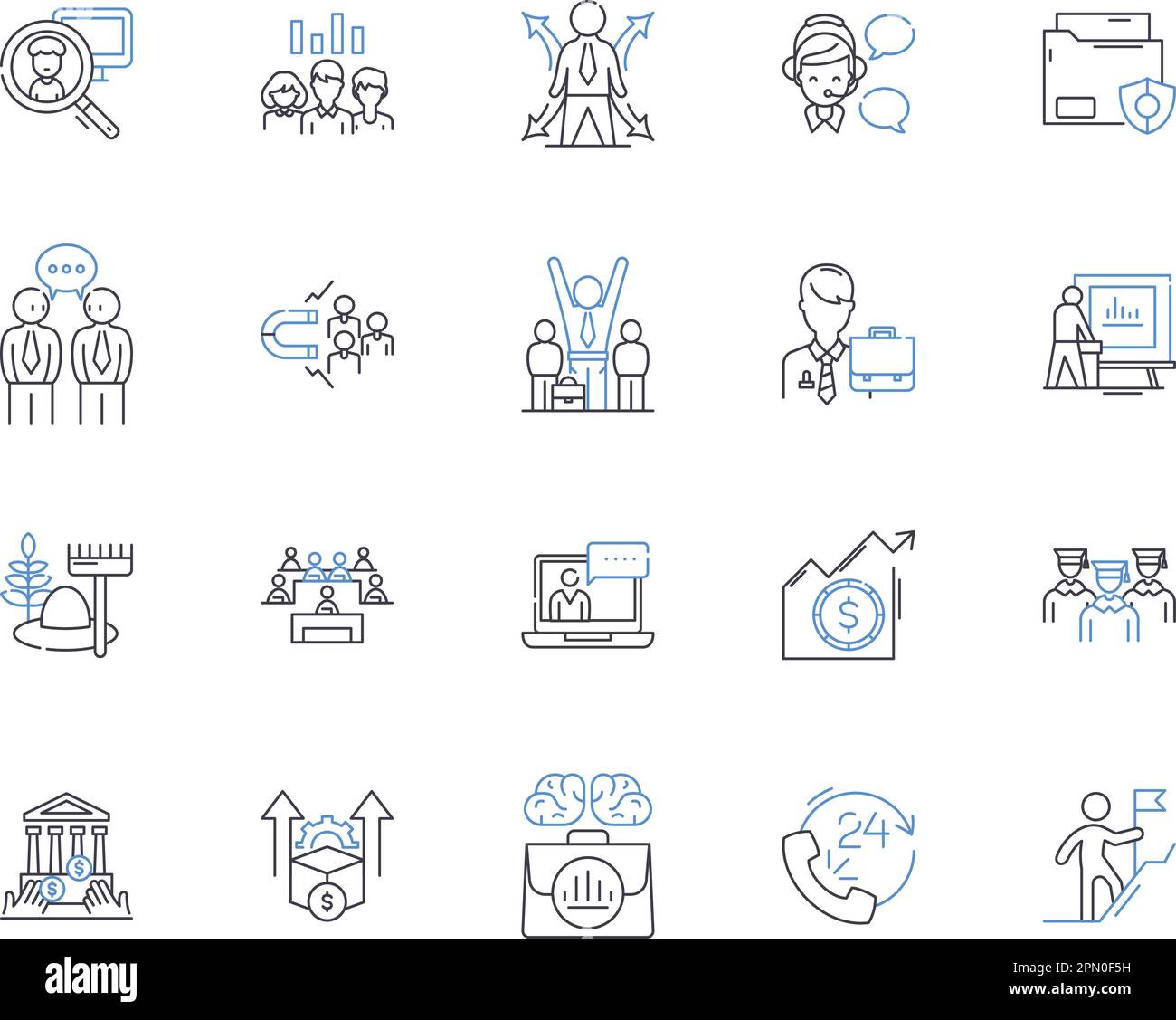 Employee Effectiveness Outline Icons Collection Productivity Efficiency Performance Quality
