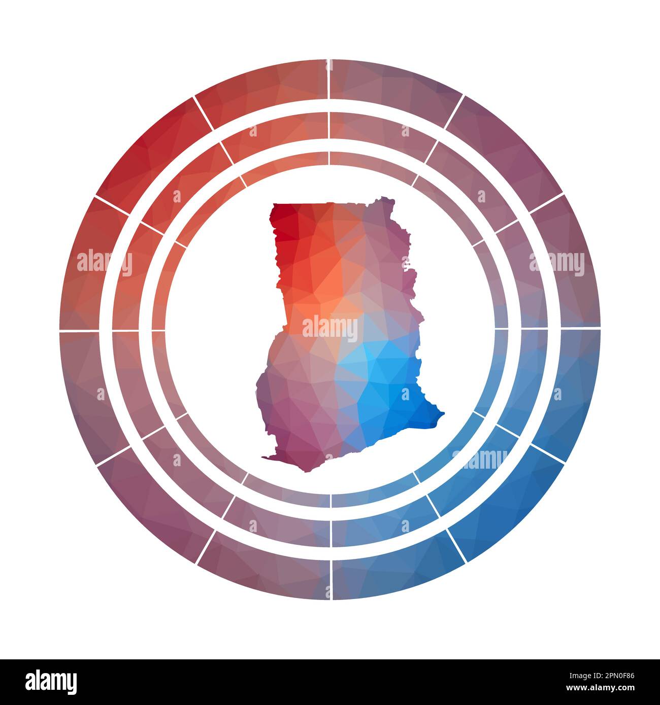 Ghana badge. Bright gradient logo of country in low poly style ...