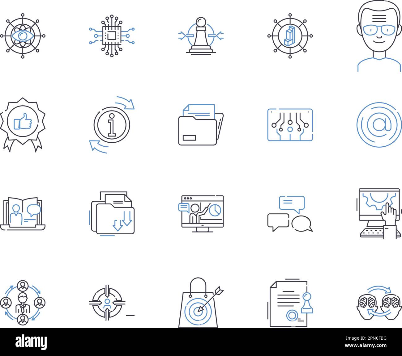 Business connections outline icons collection. Networking, Contacts ...