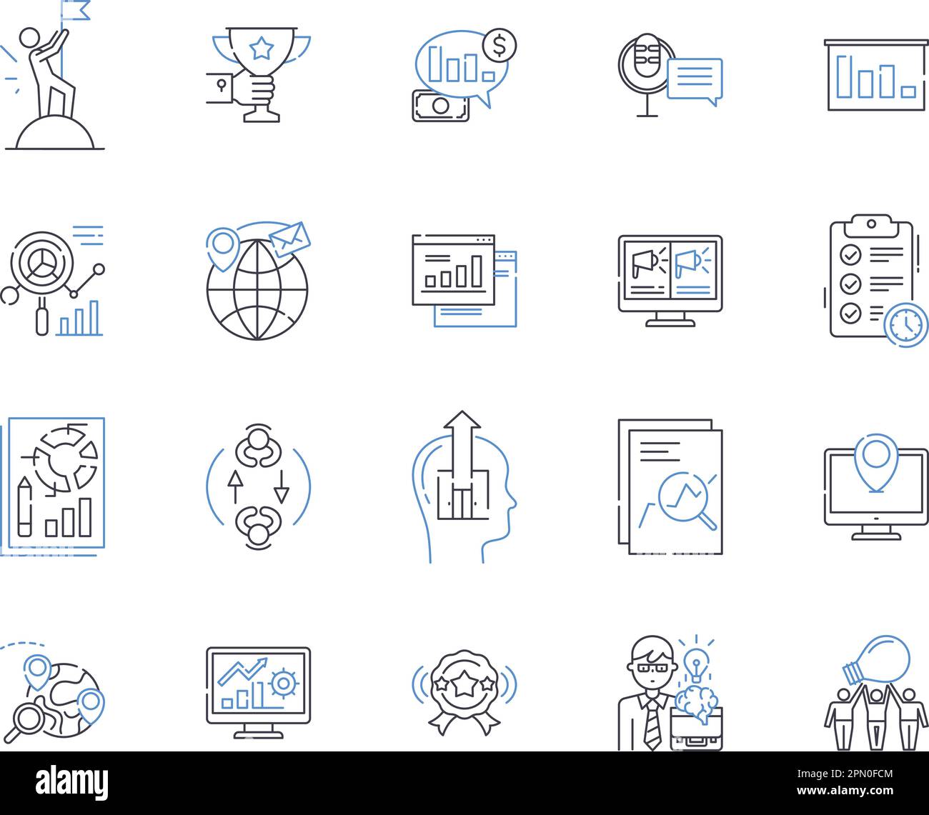 Company development outline icons collection. Growth, Expansion ...