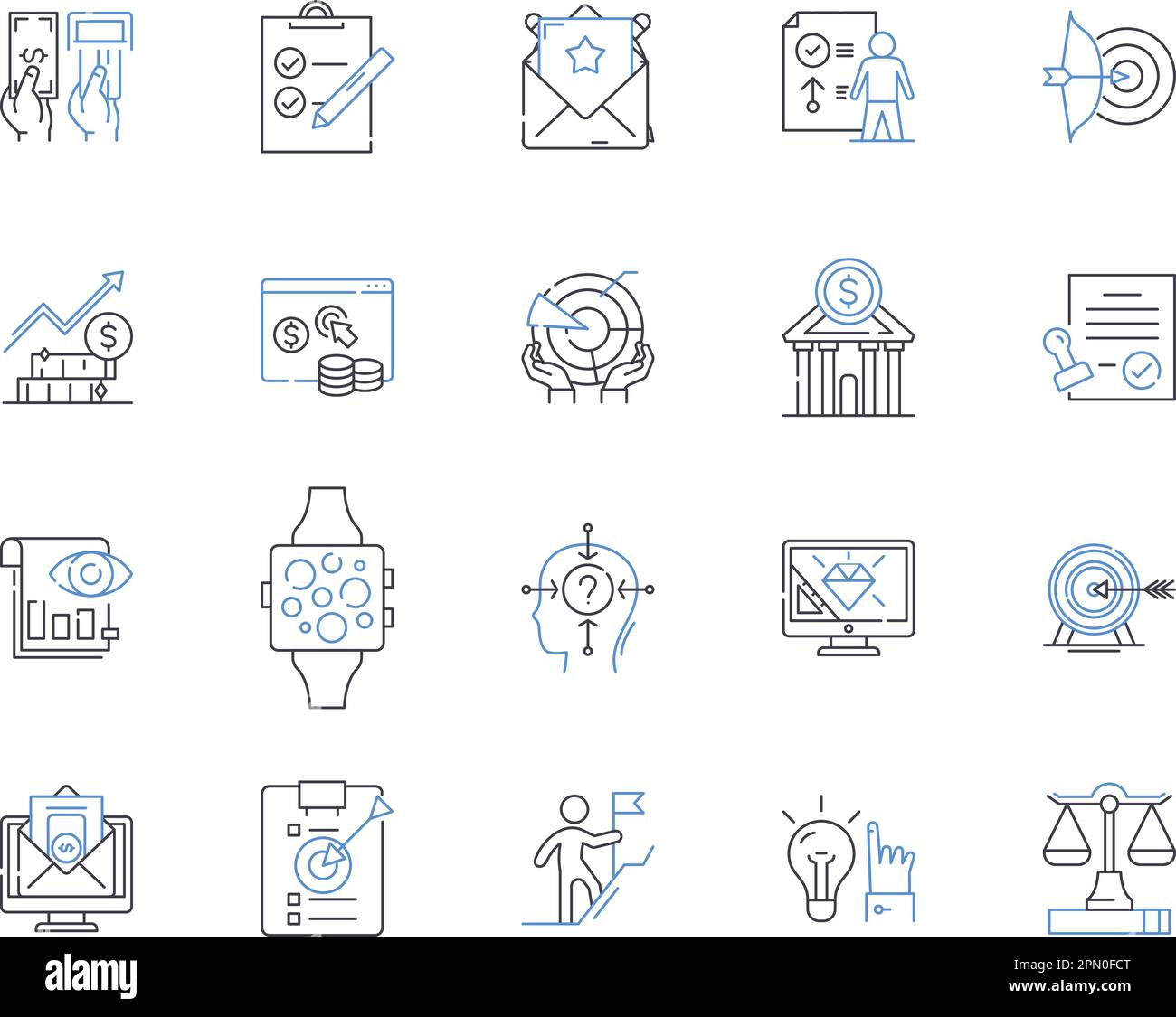 Company success outline icons collection. Profitability, Profits ...