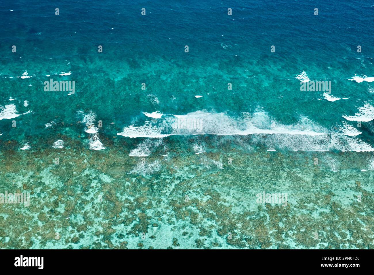 The Mesoamerican Barrier Reef System, as seen from a plane, in Belize ...