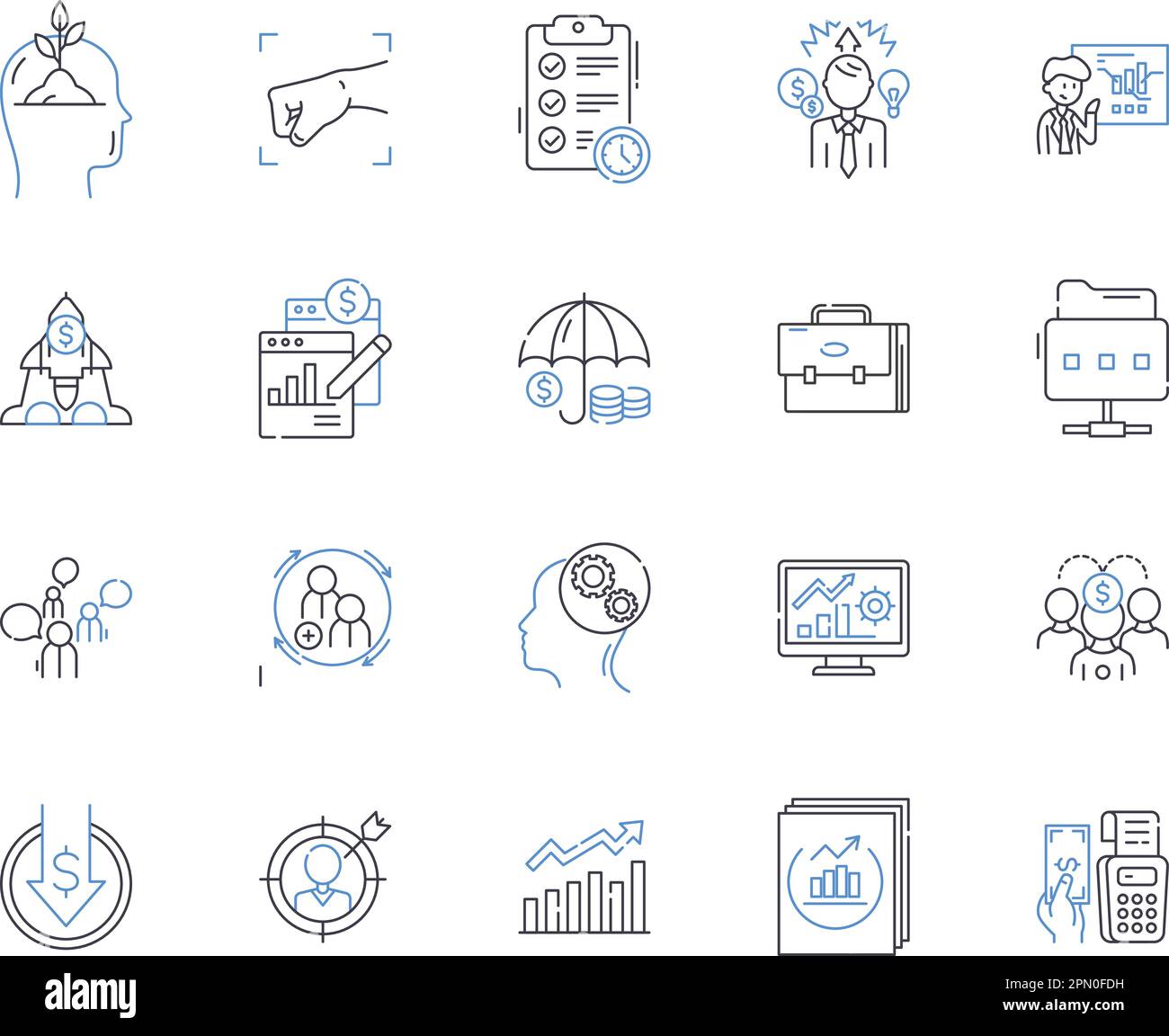 Personal Finance Management outline icons collection. Budgeting, Saving ...