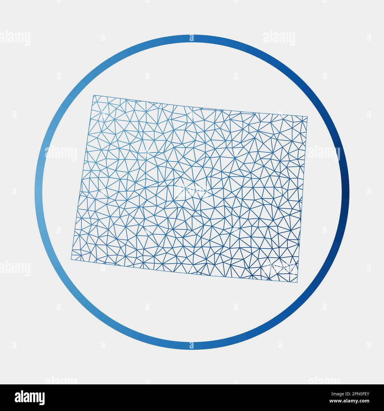 Colorado icon. Network map of the US state. Round Colorado sign with ...