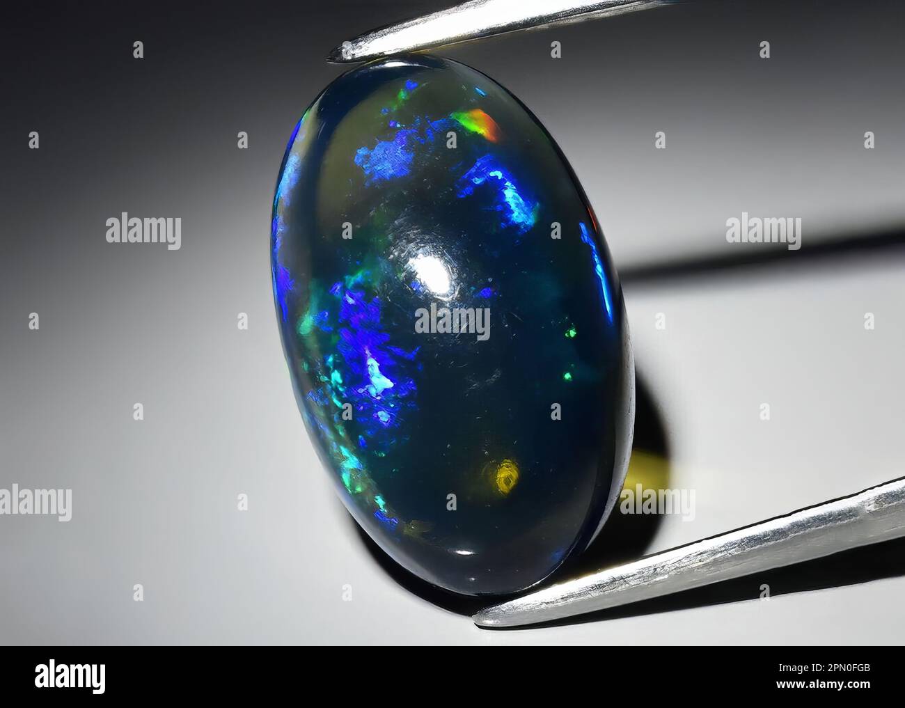 Natural precious stone noble opal on a black background Stock Photo - Alamy