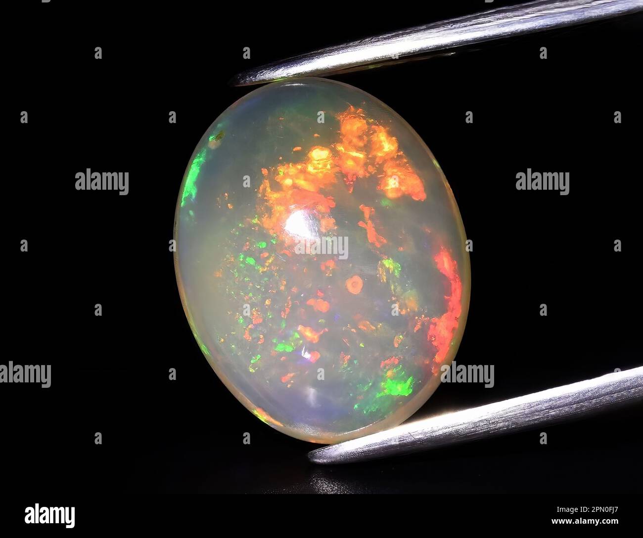 Natural precious stone noble opal on a black background Stock Photo - Alamy