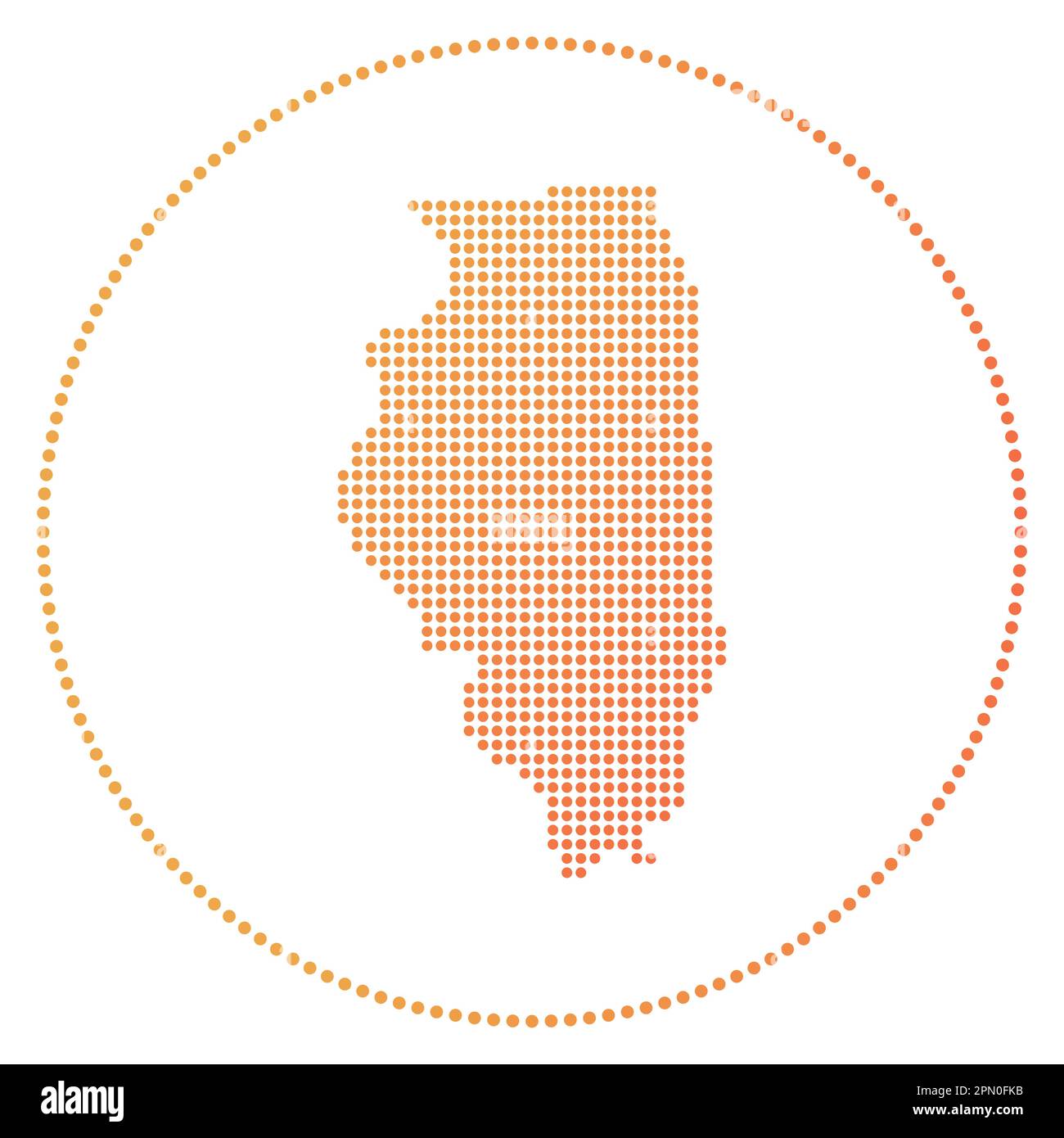 Illinois digital badge. Dotted style map of Illinois in circle. Tech ...
