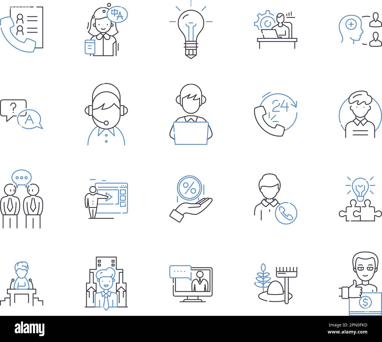 Employee development outline icons collection. Employee, Development ...