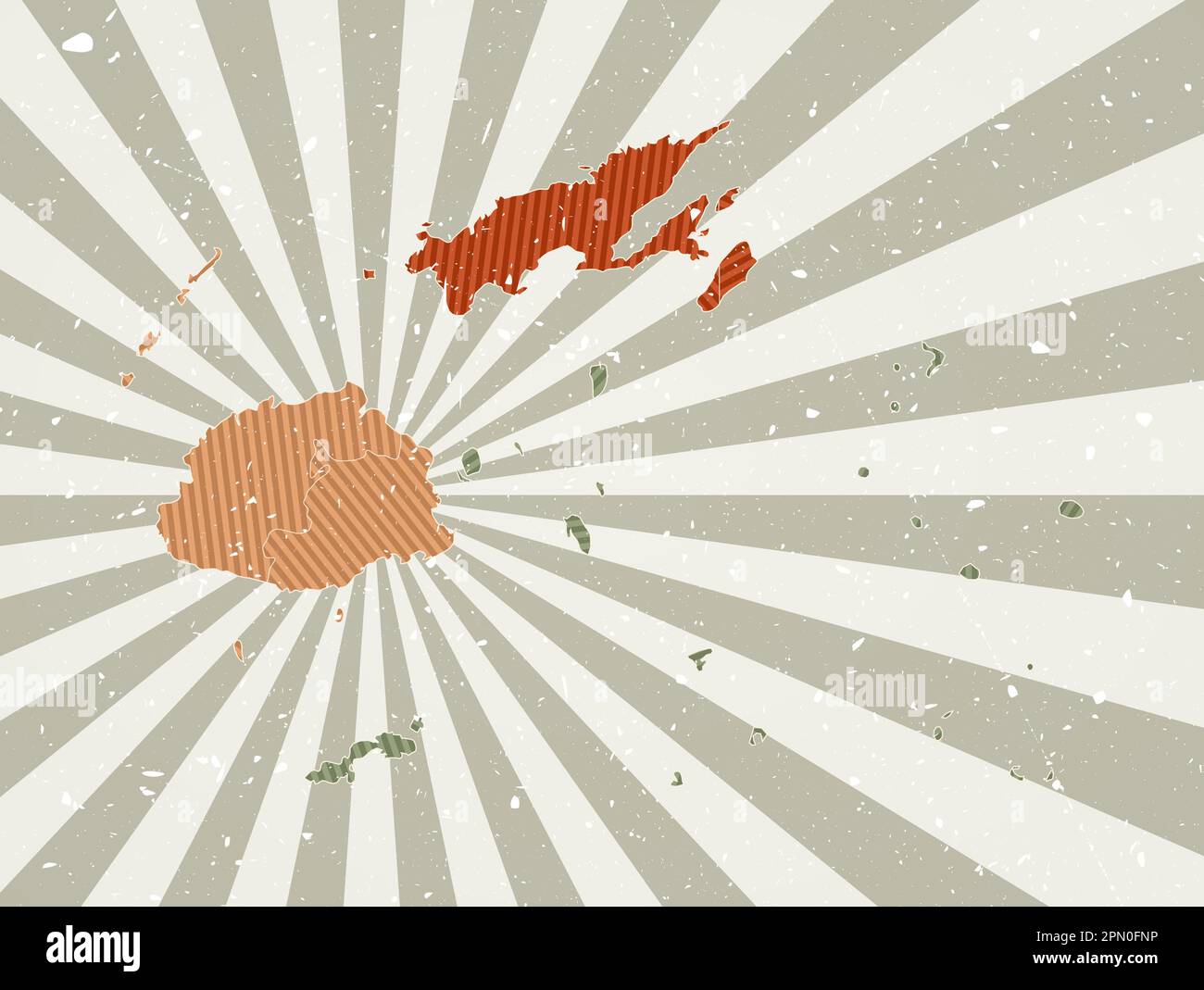 Fiji vintage map. Grunge poster with map of the country in retro color ...