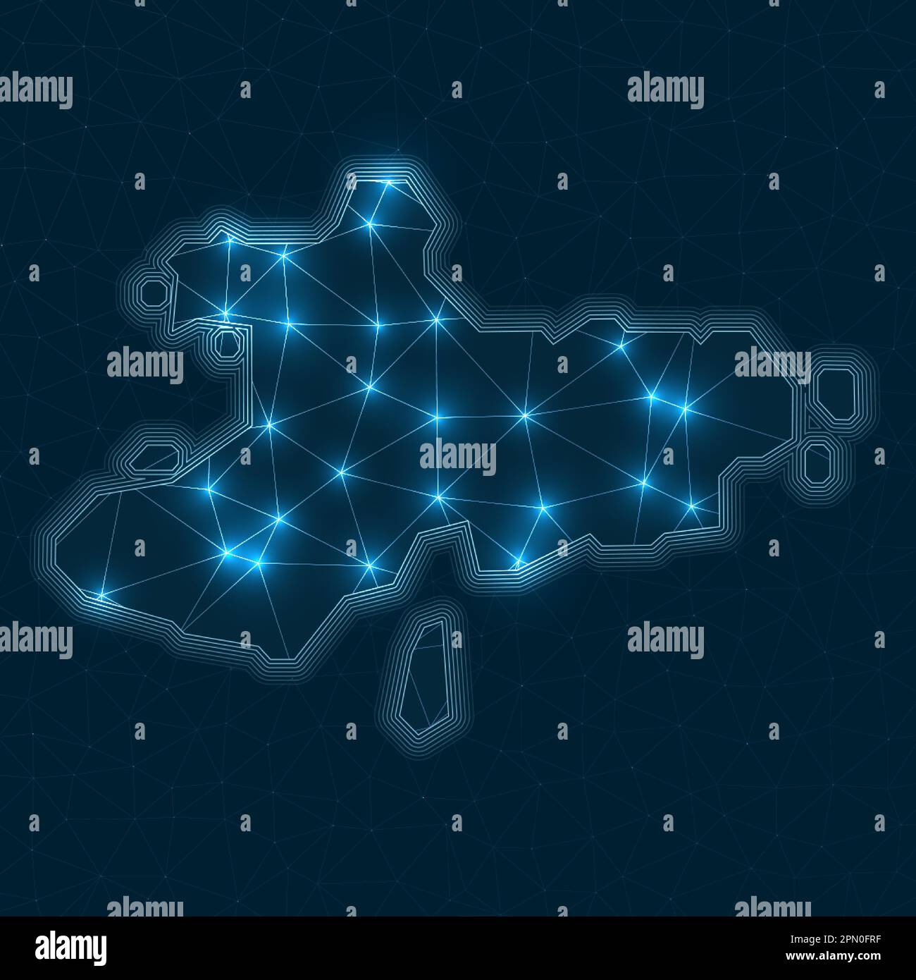 Union Island network map. Abstract geometric map of the island. Digital ...
