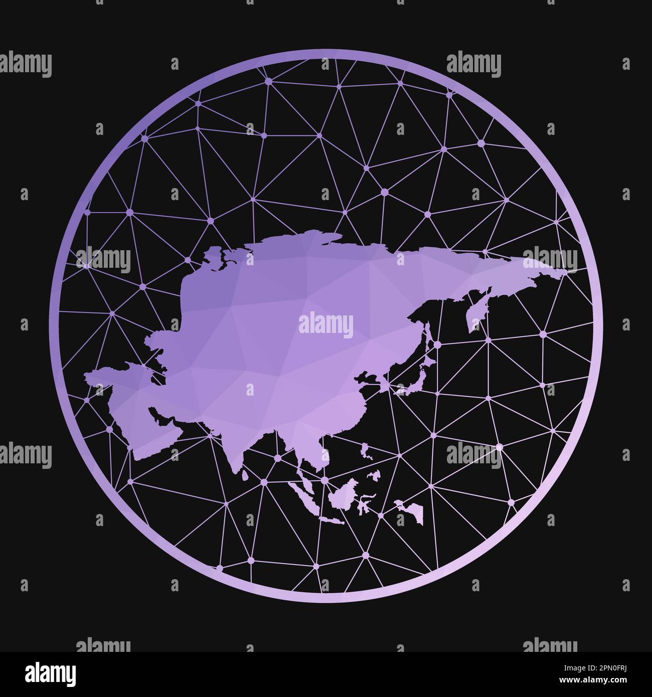 Asia icon. Vector polygonal map of the continent. Asia icon in ...