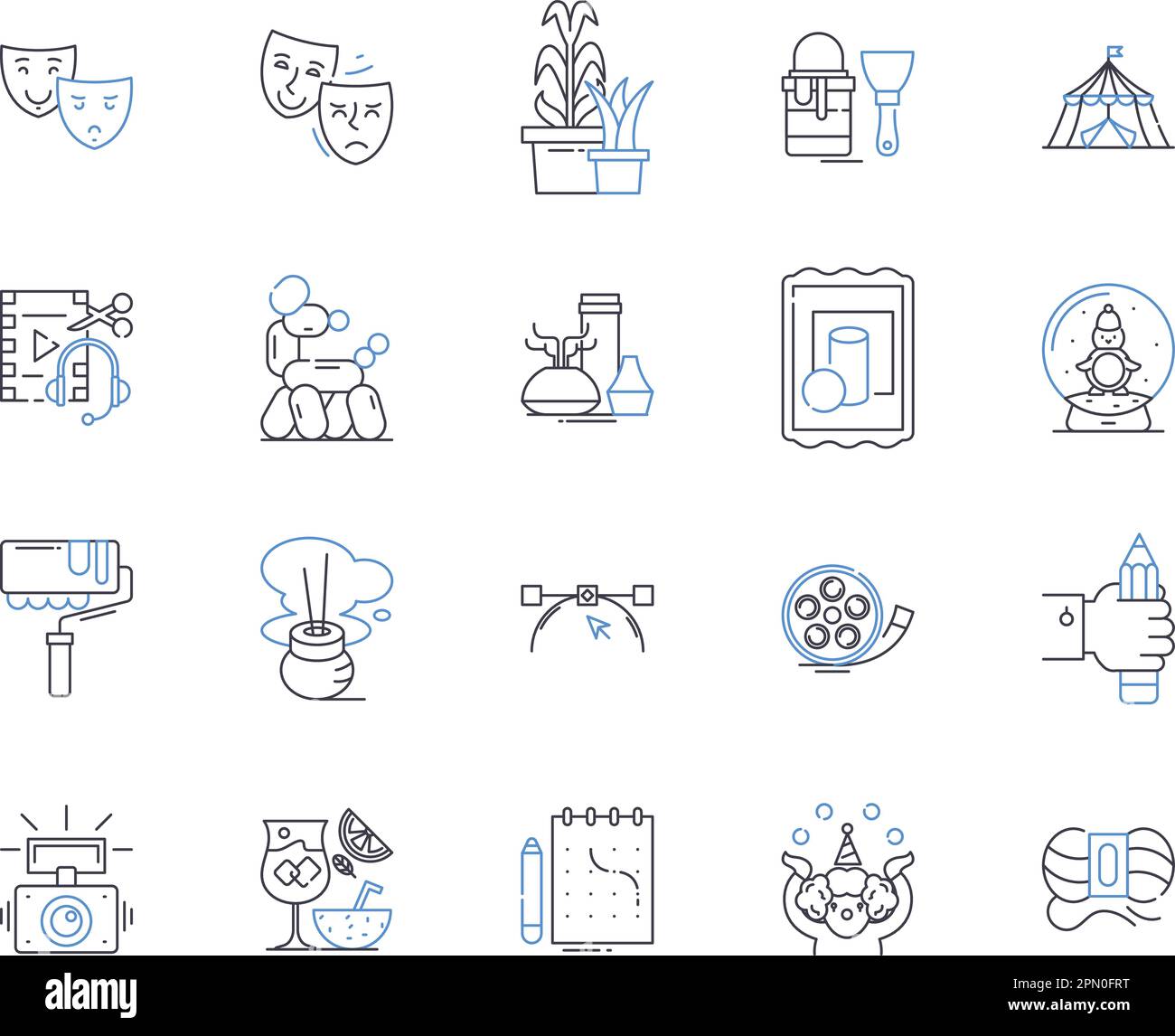 Creative hobies outline icons collection. Painting, Crafting, Sewing ...