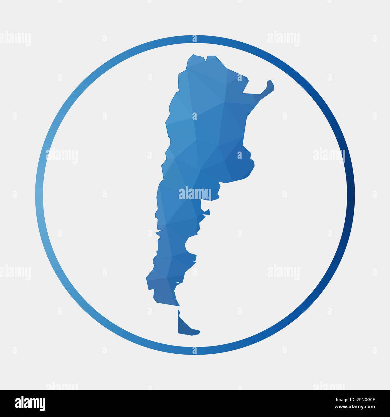 Argentina icon. Polygonal map of the country in gradient ring. Round ...