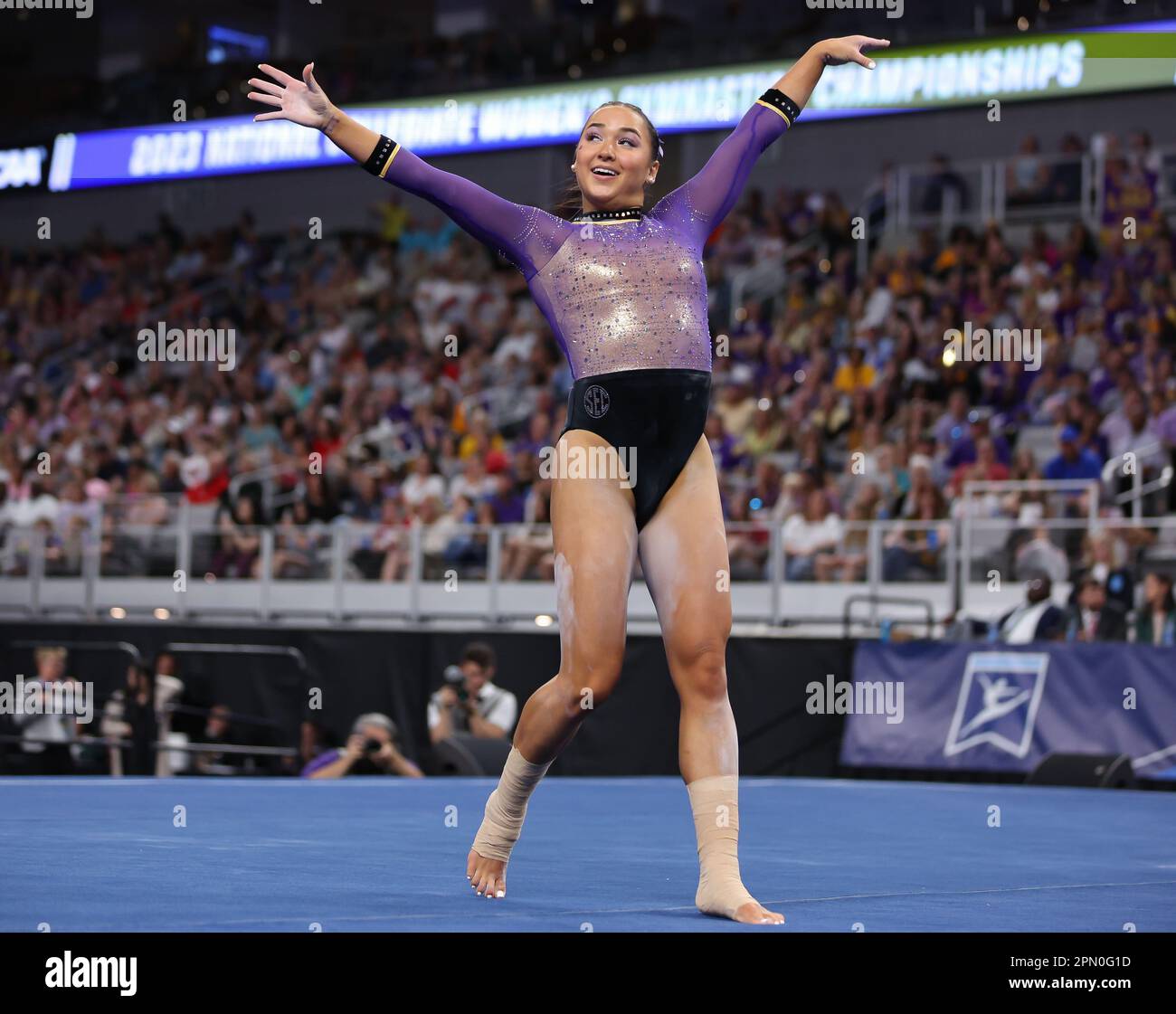 Fort Worth, TX, USA. 15th Apr, 2023. LSU's Aleah Finnegan competes on ...