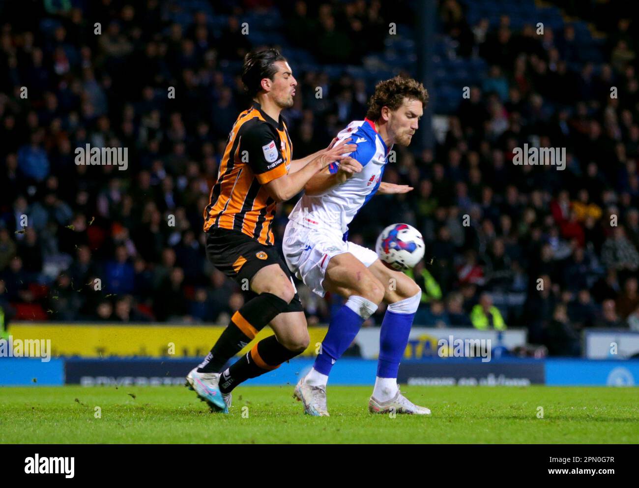 Blackburn Rovers' Sam Gallagher (right) and Hull City's Jacob Greaves ...