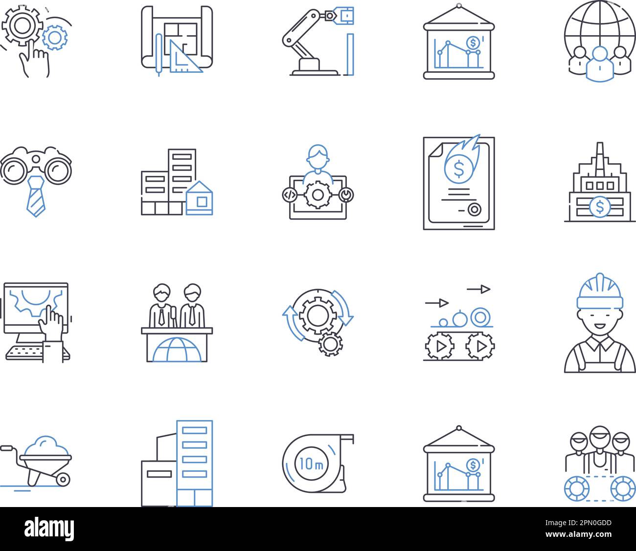 Industrial business outline icons collection. Industry, Business ...