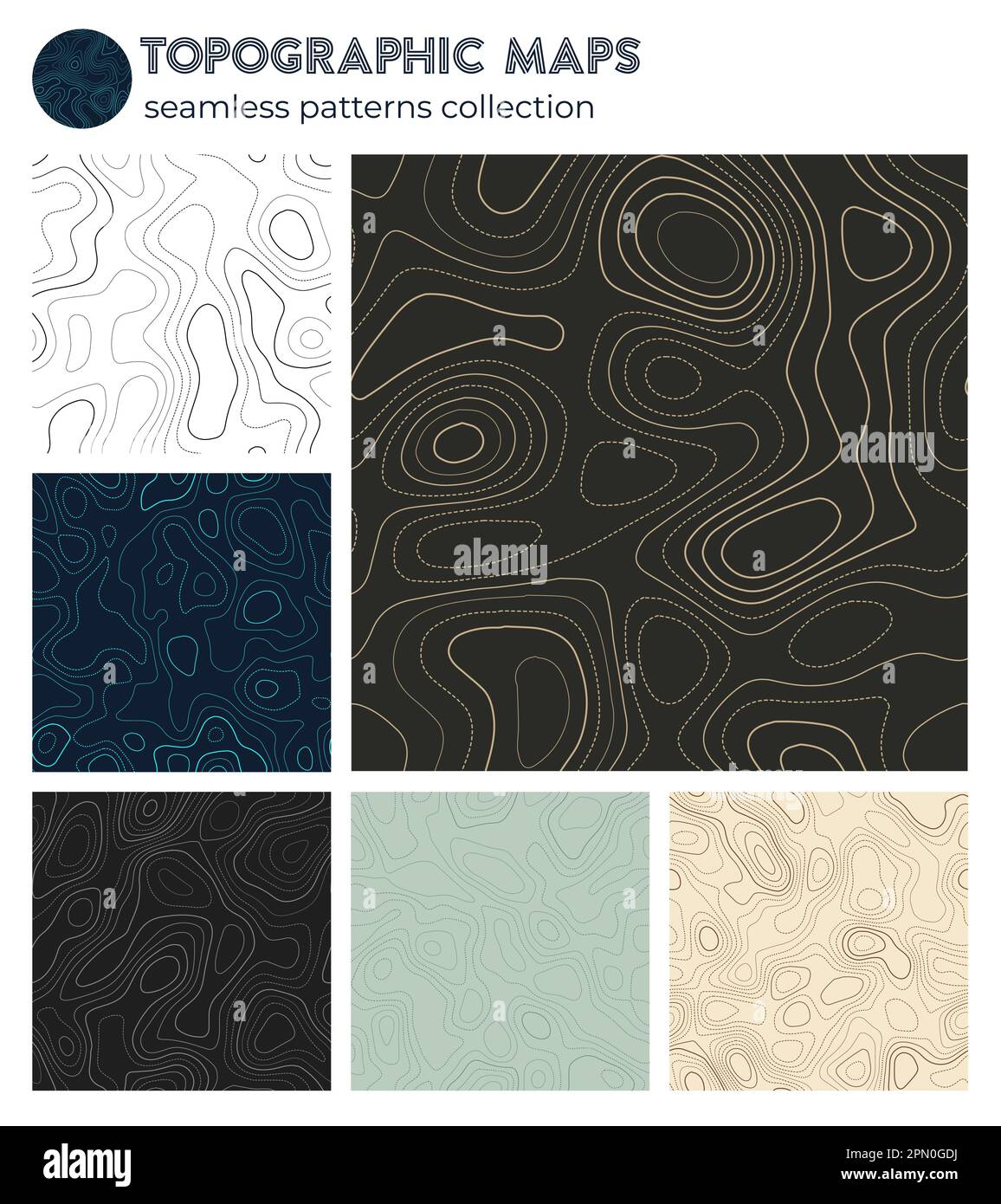 Topographic maps. Amazing isoline patterns, seamless design. Classy ...