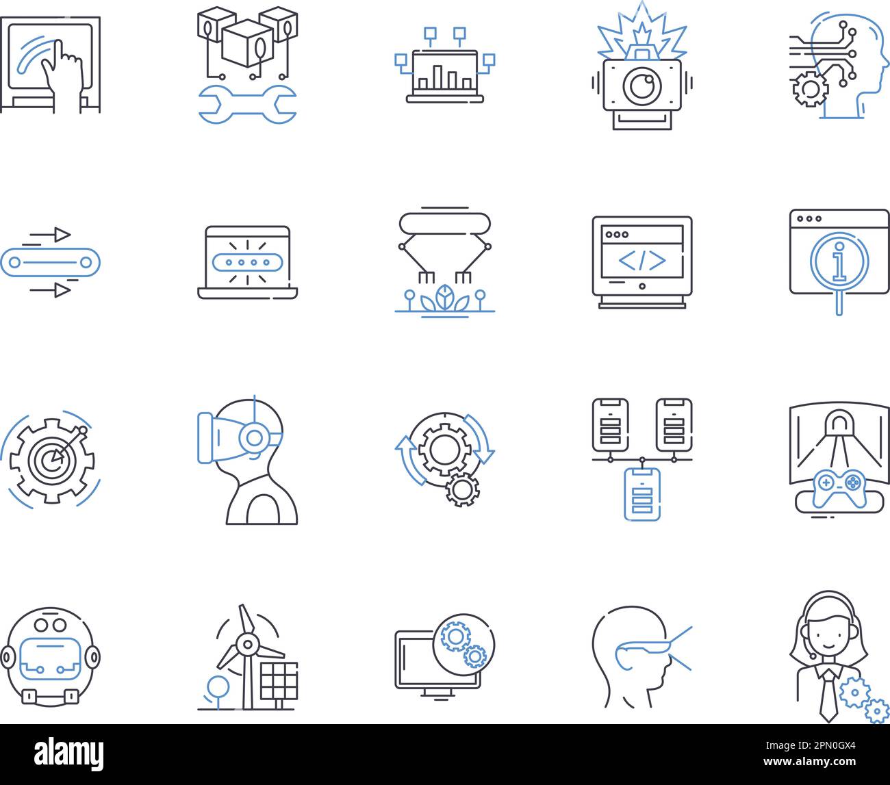 Automation Tech Line Icons Collection Automation Technology Robotics Ai Machine Learning