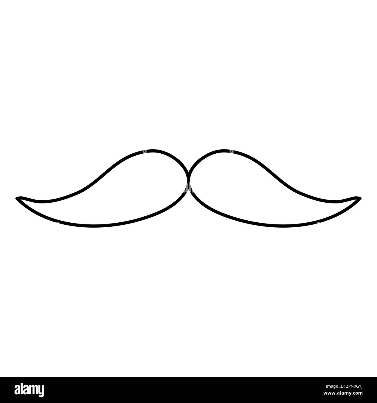 Old style black moustache, barber logo or icon, doodle style flat ...