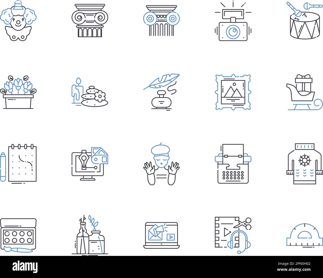 Creative professions outline icons collection. Artist, Photographer ...