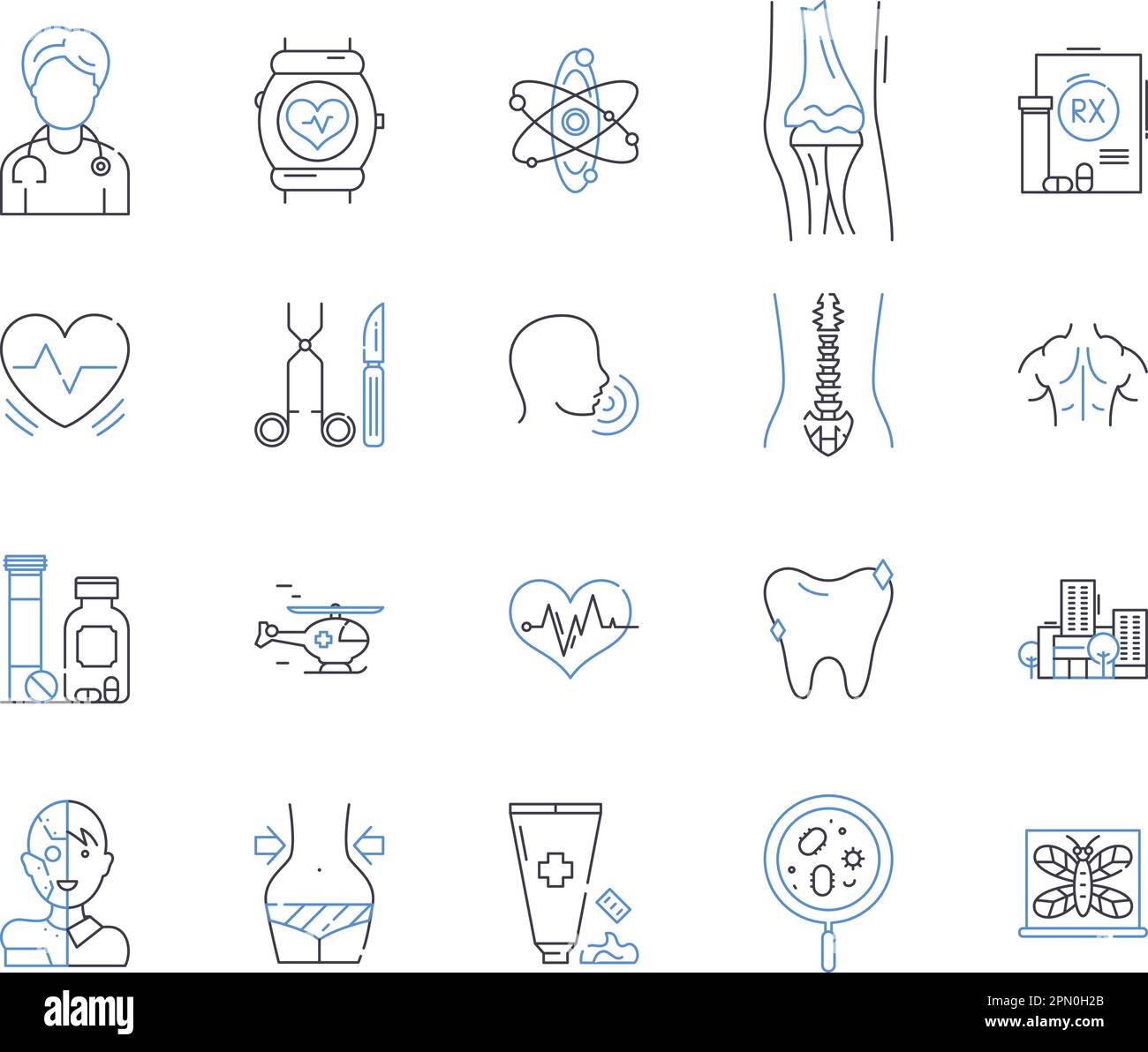 Health treatment outline icons collection. Therapy, Care, Healing ...
