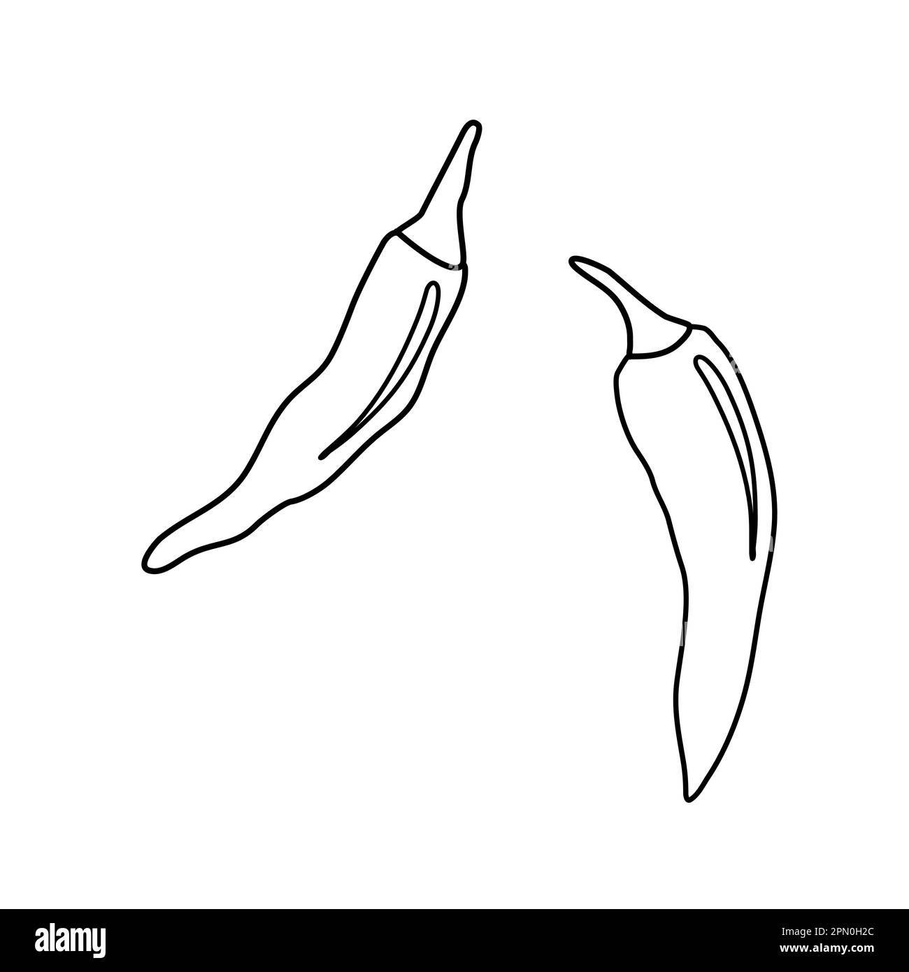 Hot chili peppers, mexican traditional food, doodle style flat vector ...