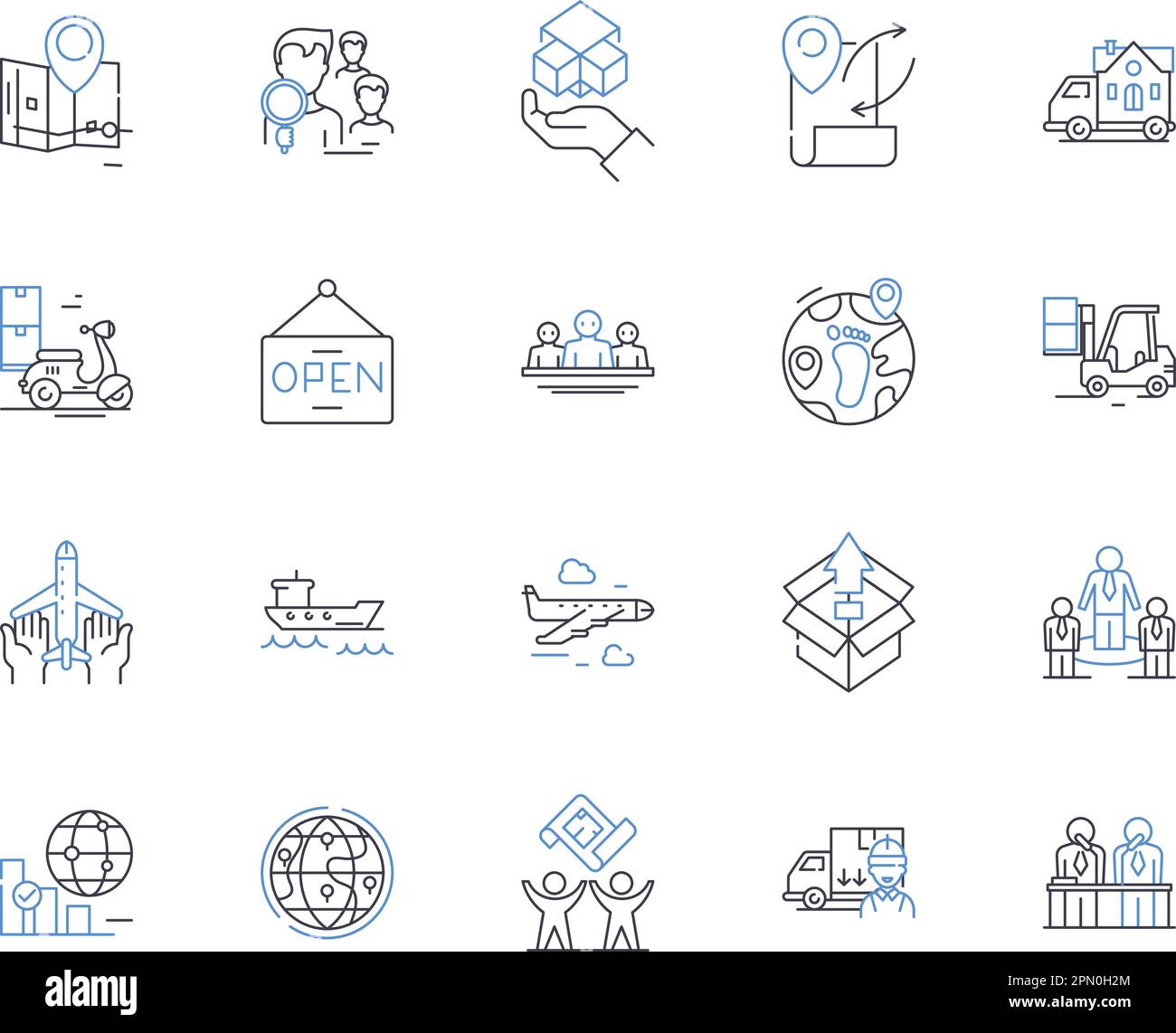 Transportation Management Outline Icons Collection Shipping Logistics Tracking Traffic