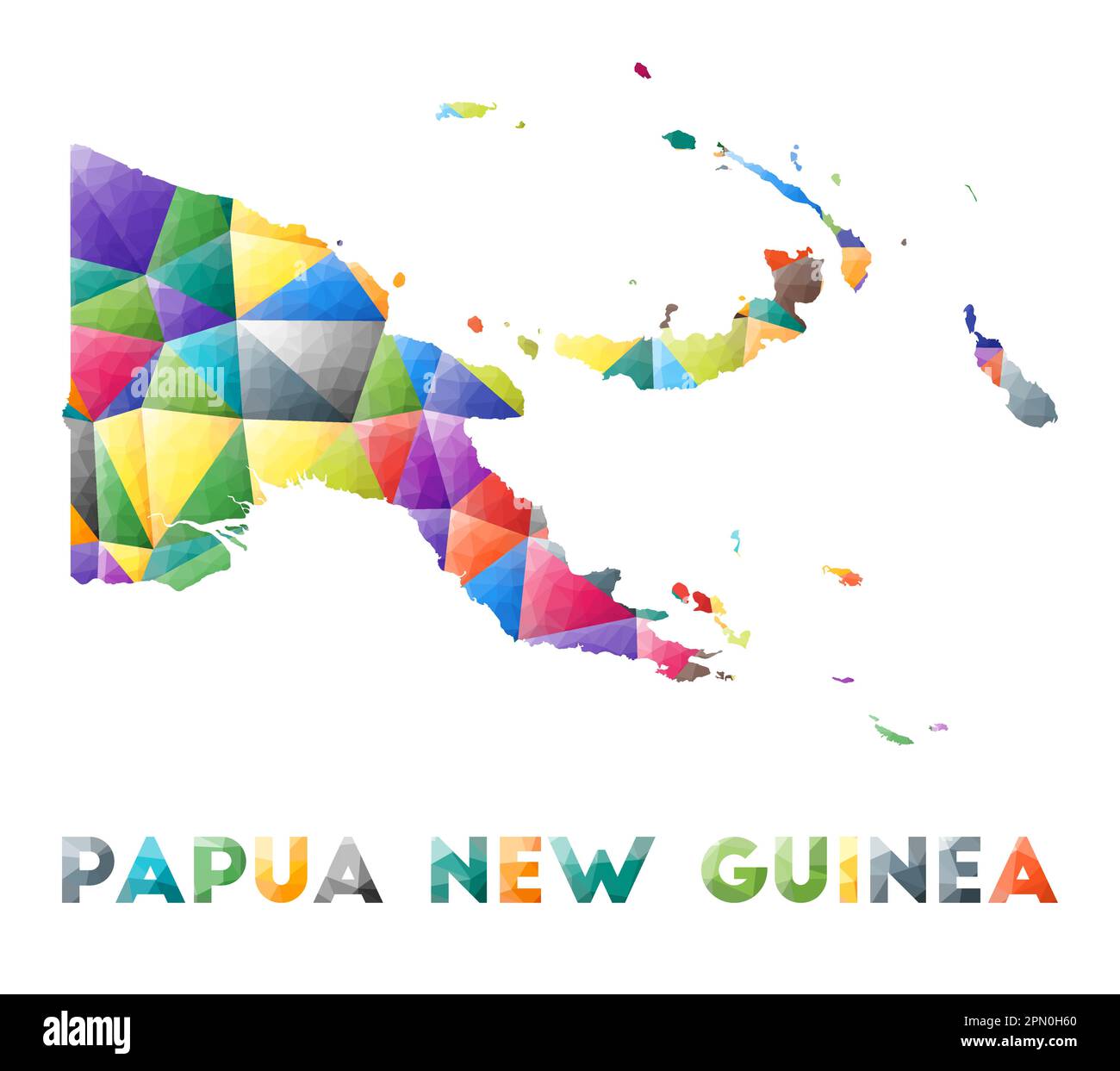 Papua New Guinea - colorful low poly country shape. Multicolor ...