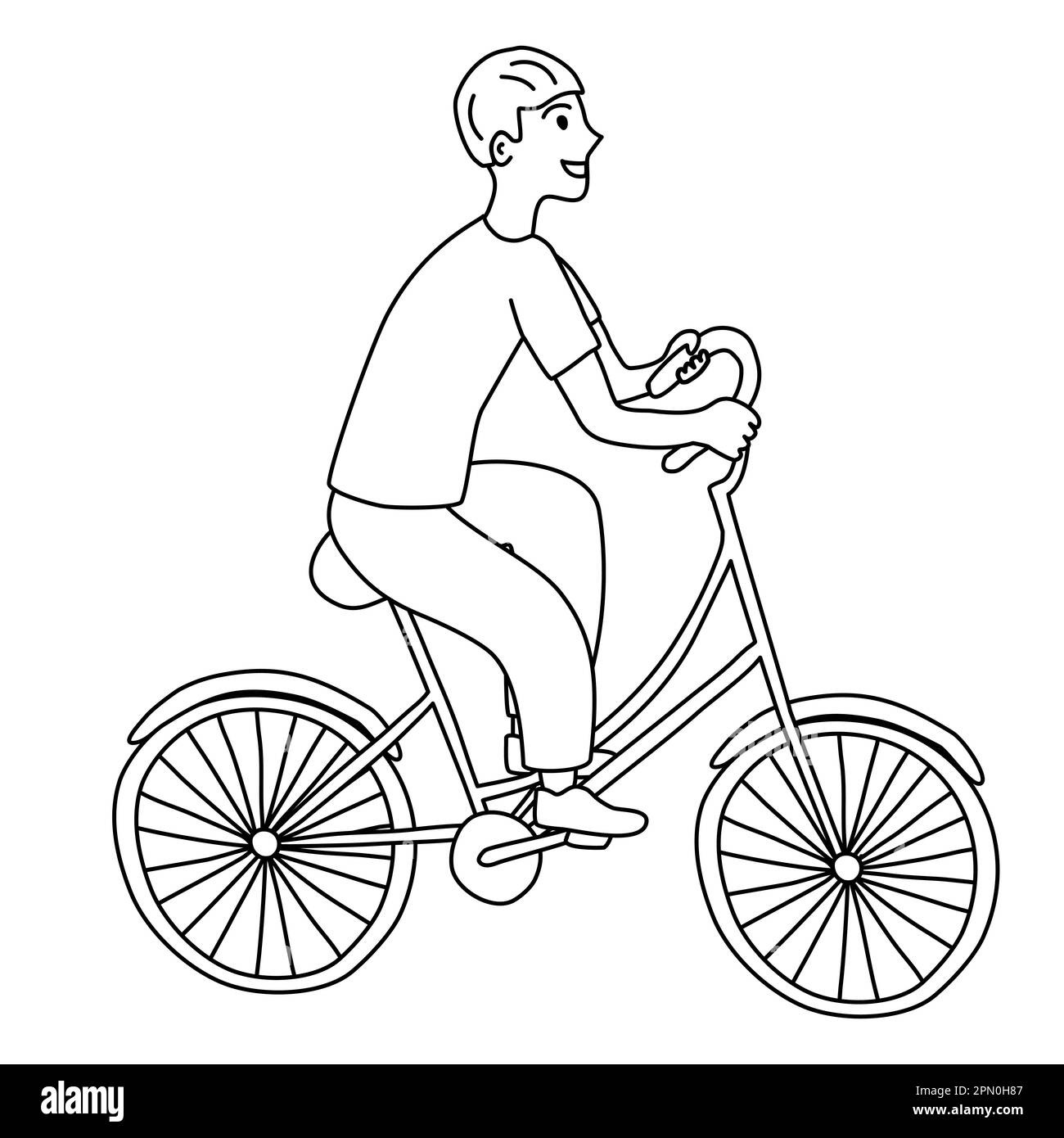 Man traveling on bike, healthy and sport lifestyle concept, ecological ...