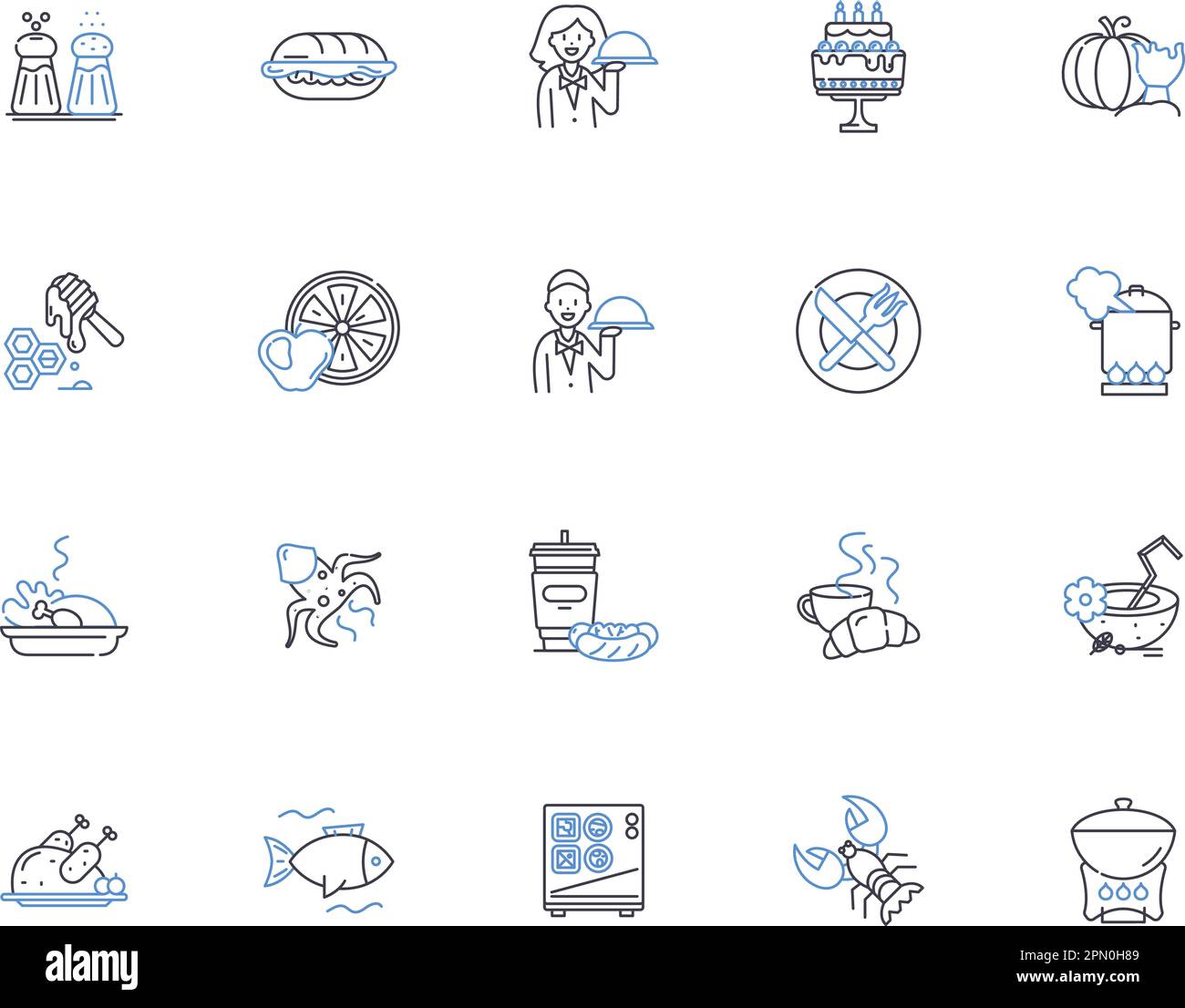 Food outline icons collection. Food, cuisine, diet, delicacy, nutrition ...