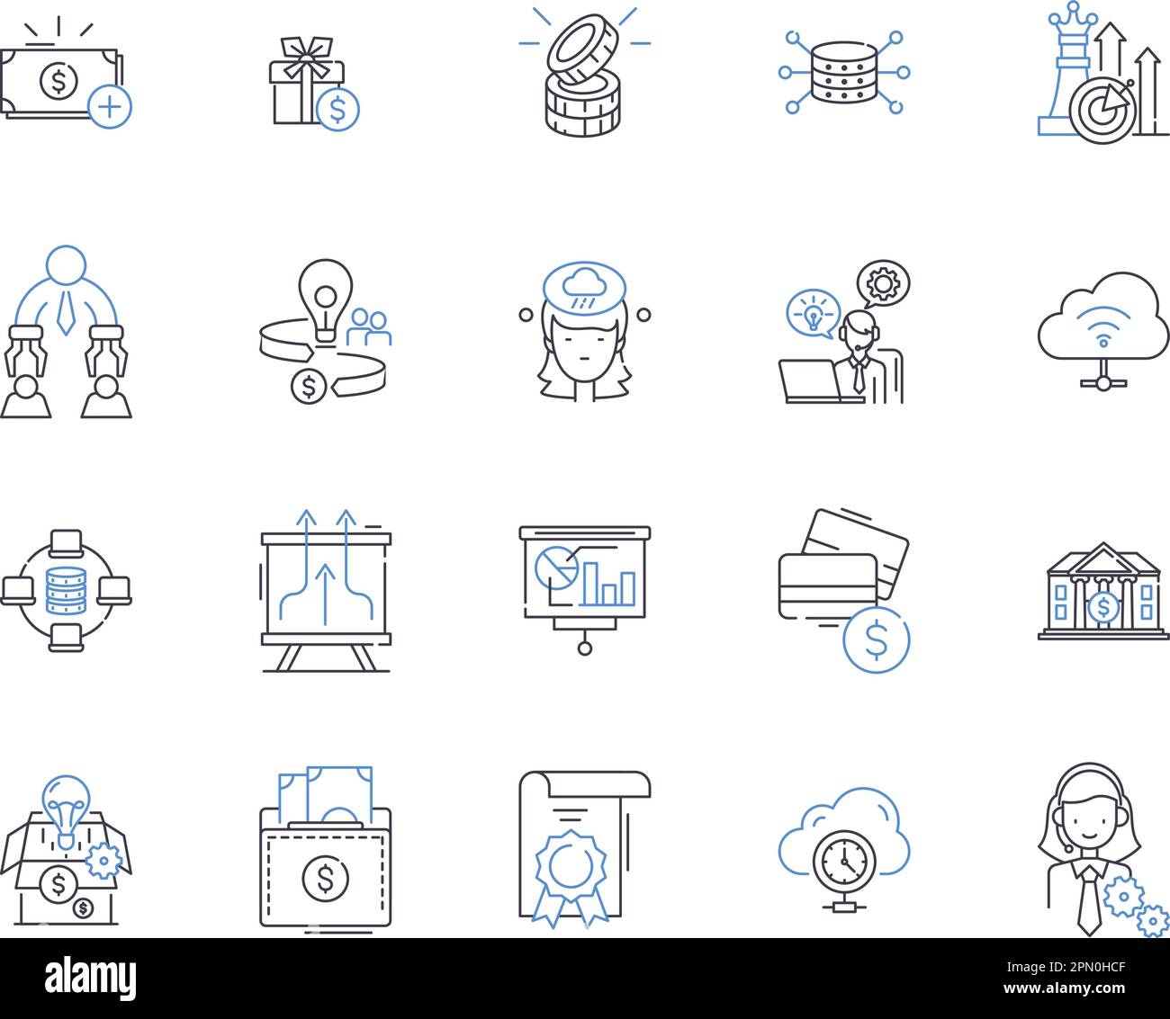 Budgeting outline icons collection. Financial, Planning, Saving ...