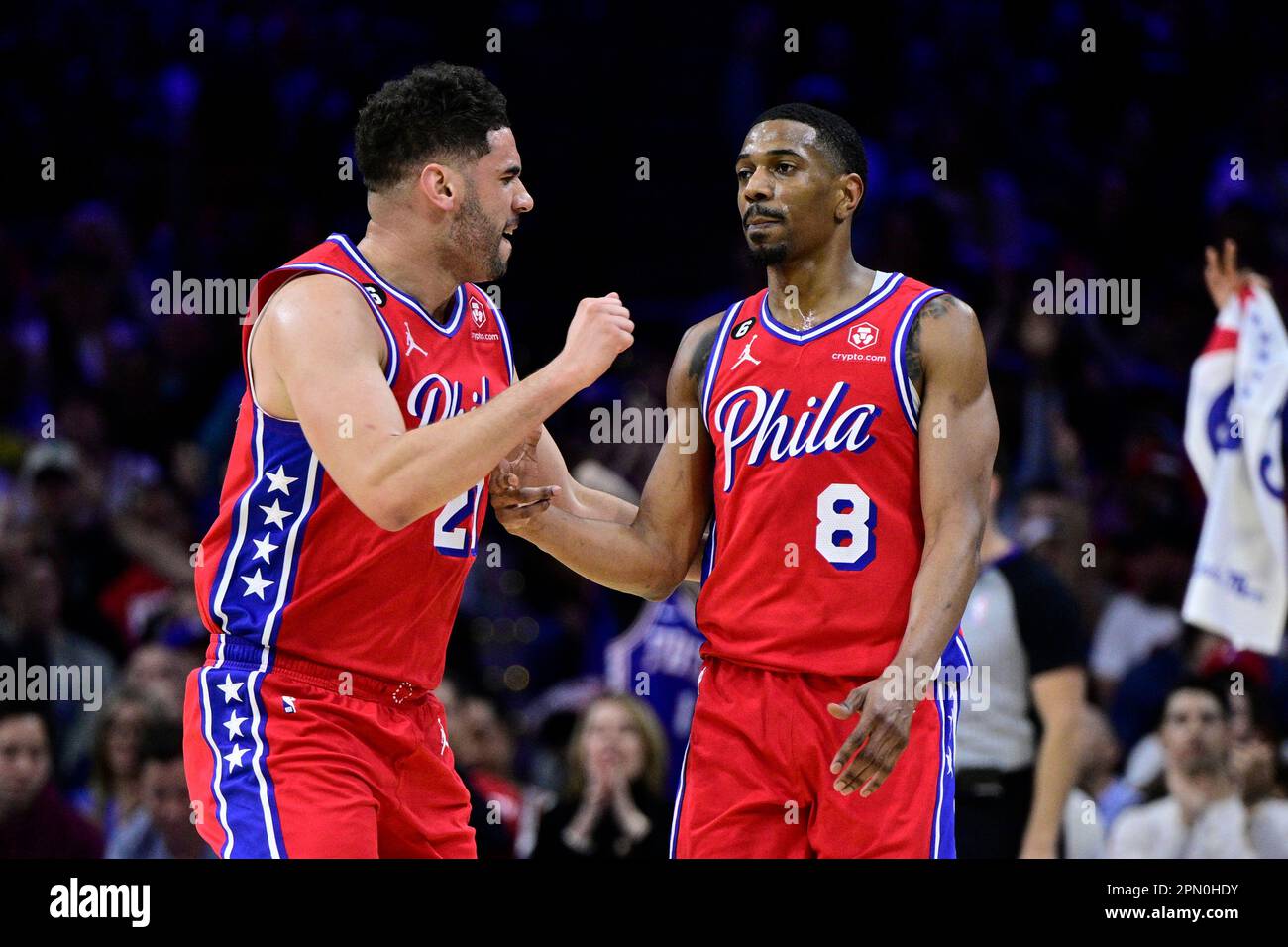 Philadelphia 76ers' De'Anthony Melton (8) in action during Game 1 in the first round of the NBA ...