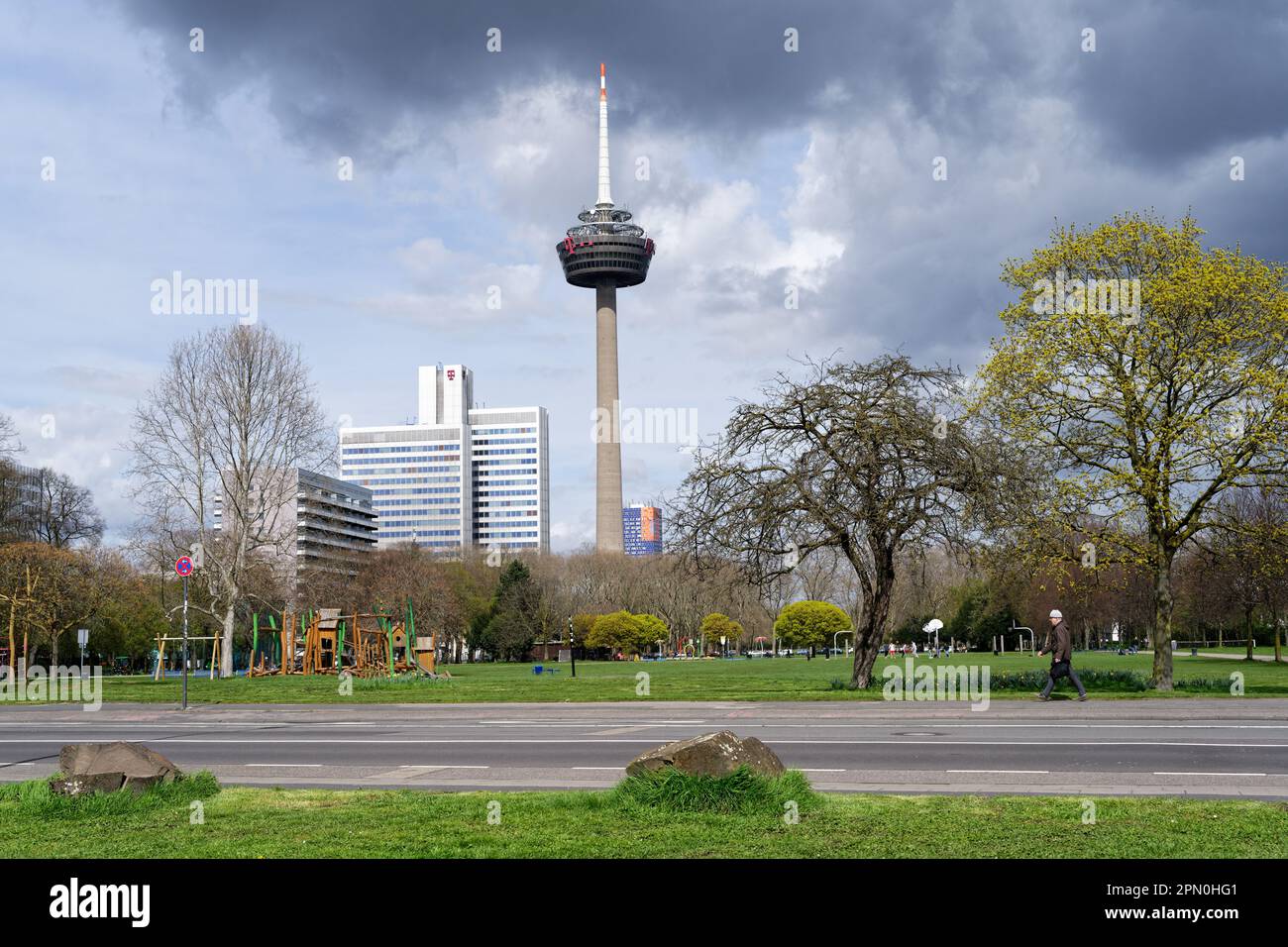 Cologne, Germany April 13 2023: view from the inner green belt to the ...