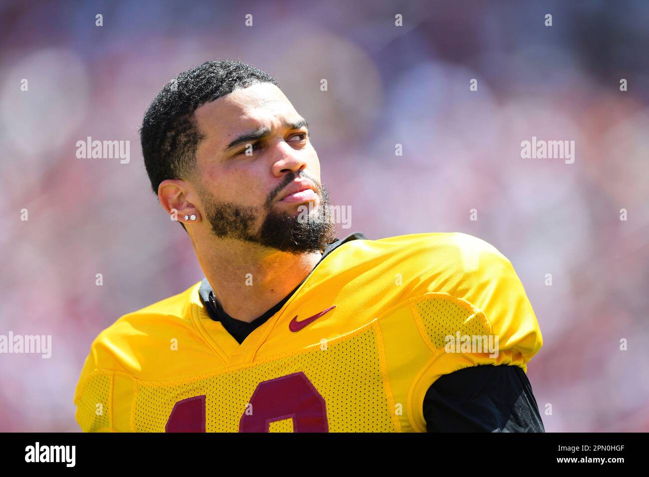 LOS ANGELES, CA - APRIL 15: USC Trojans quarterback Caleb Williams (13 ...