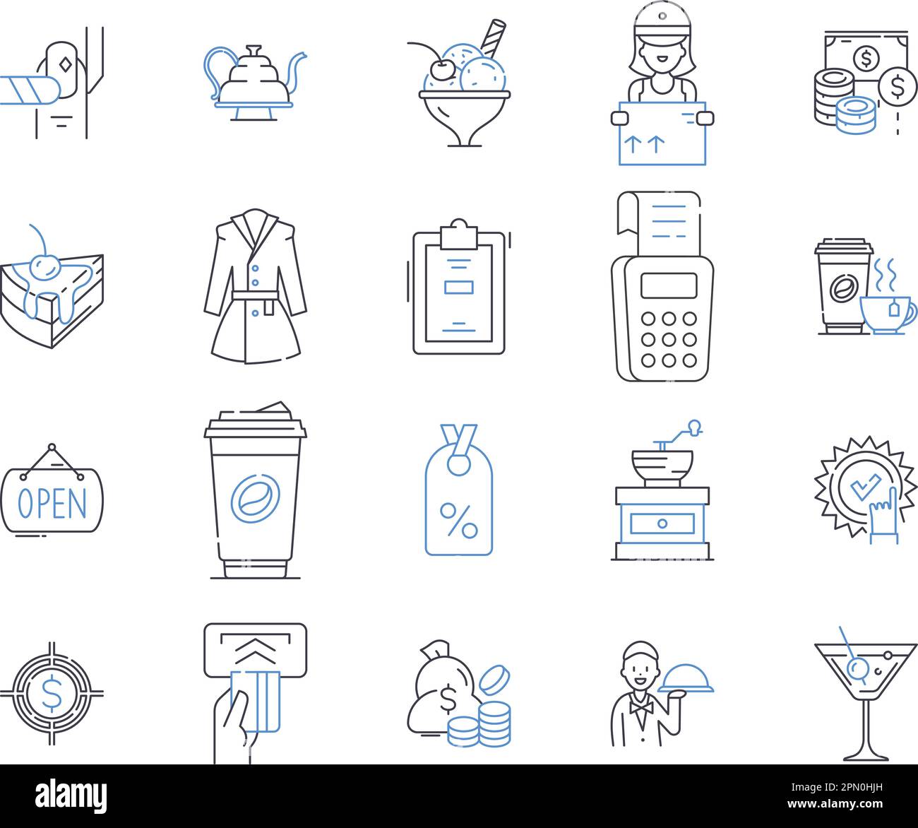 Store and cafe outline icons collection. Store, Cafe, Shopping ...