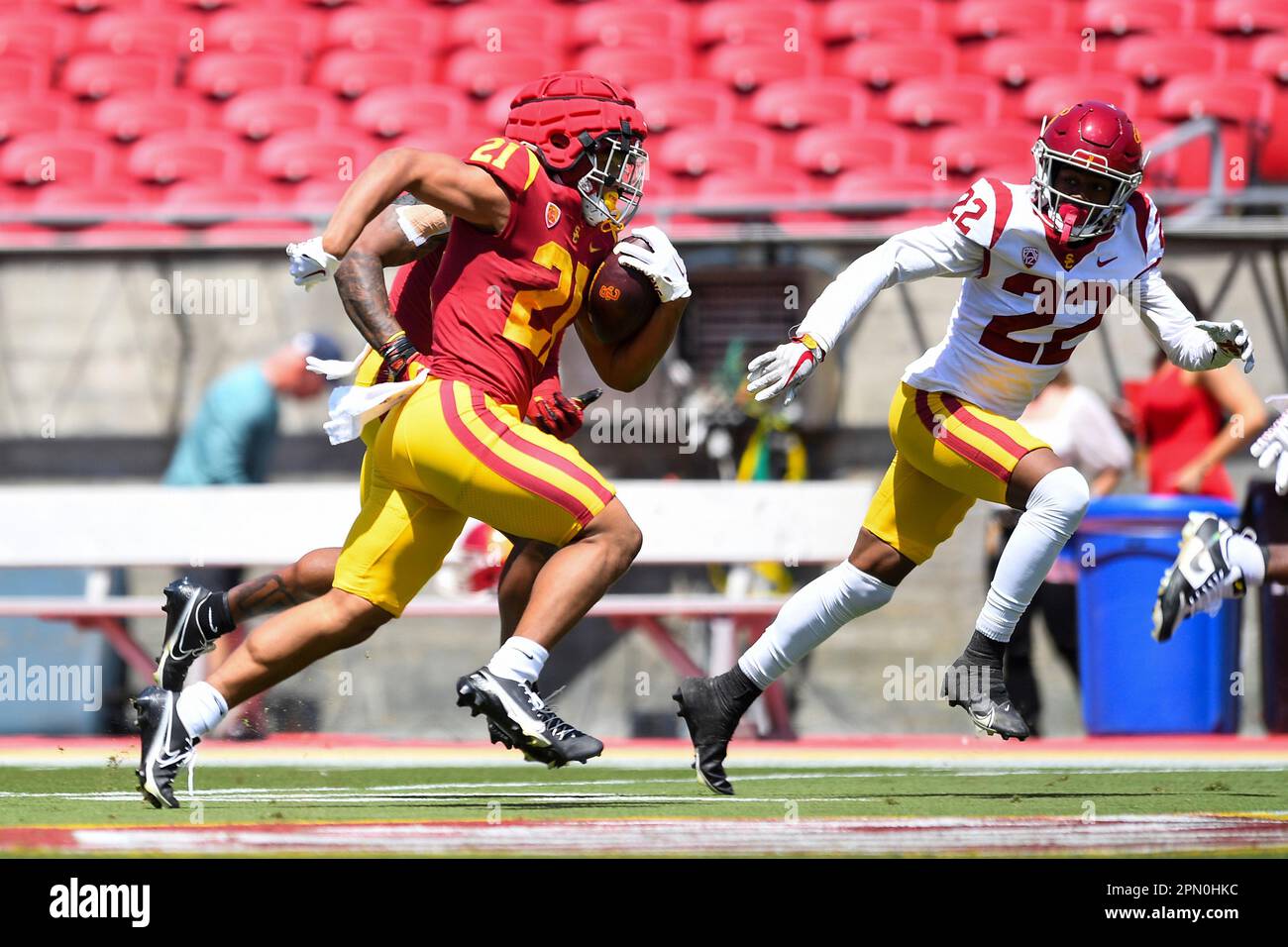 LOS ANGELES, CA - APRIL 15: USC Trojans running back Quinten Joyner (21 ...