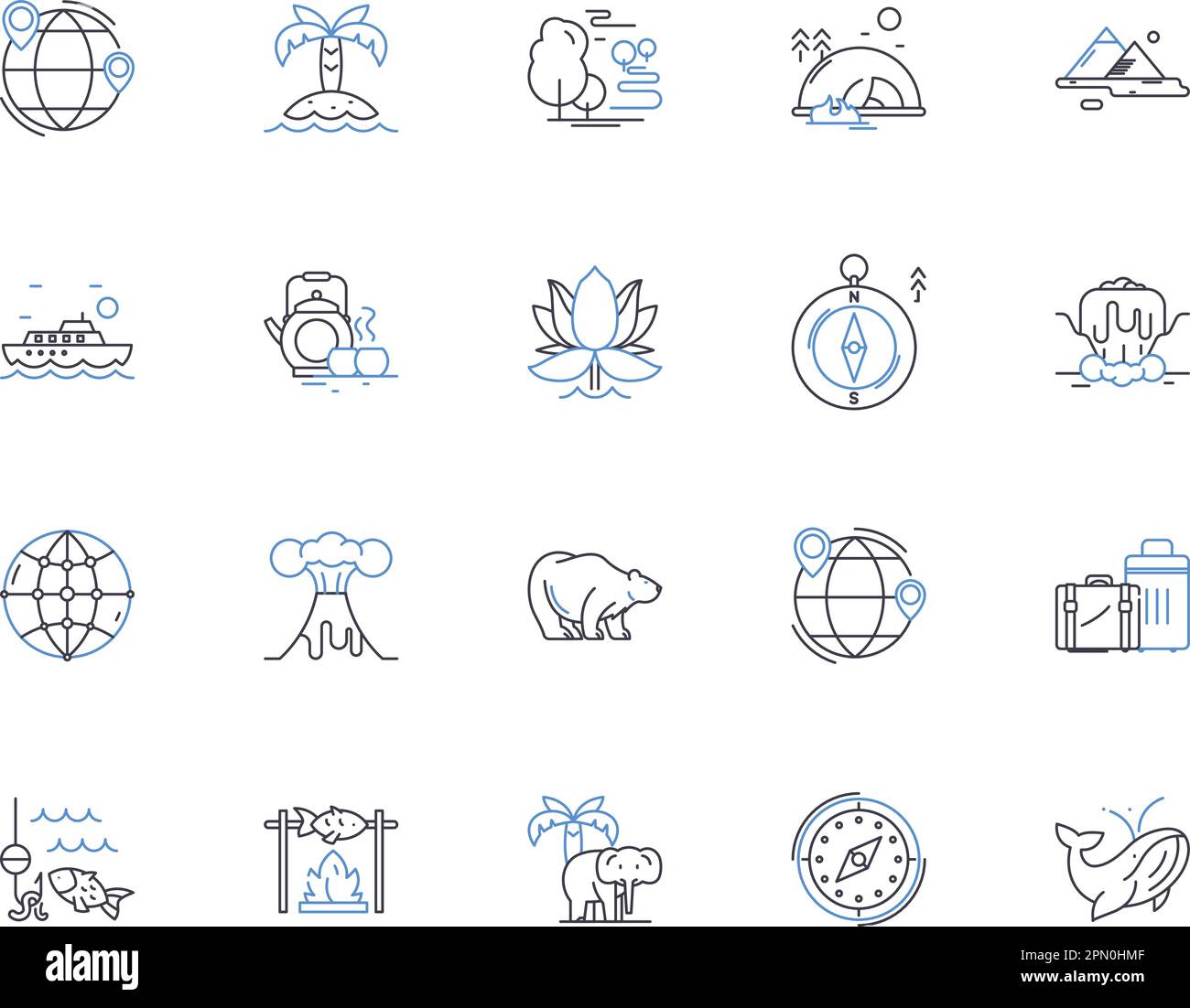 Wildnature trip outline icons collection. Wildnature, trip, hiking ...