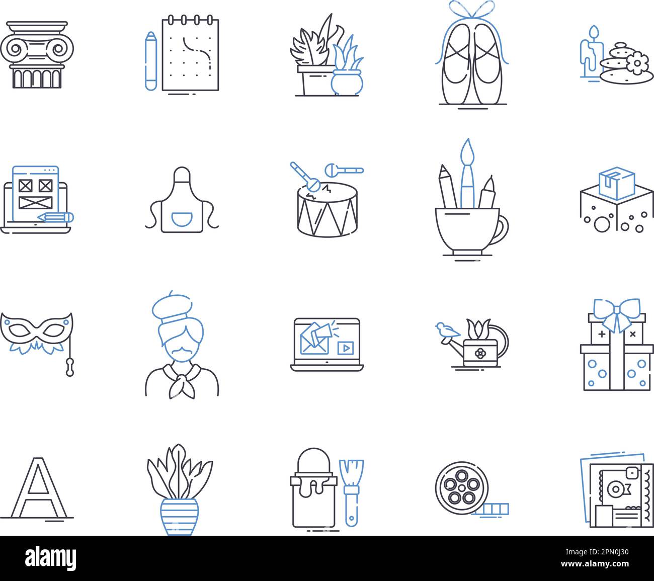 Creative occupation outline icons collection. Artist, Designer ...