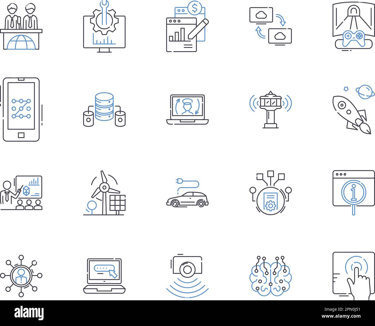 Smart office technology outline icons collection. Smart, Office, Technology, Automation ...