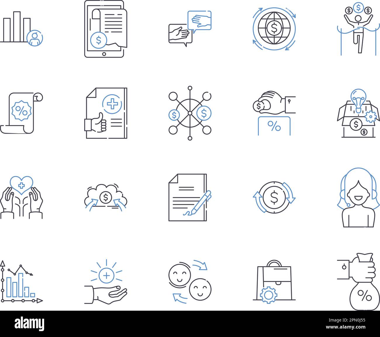 Financial Planning outline icons collection. Investing, Savings ...