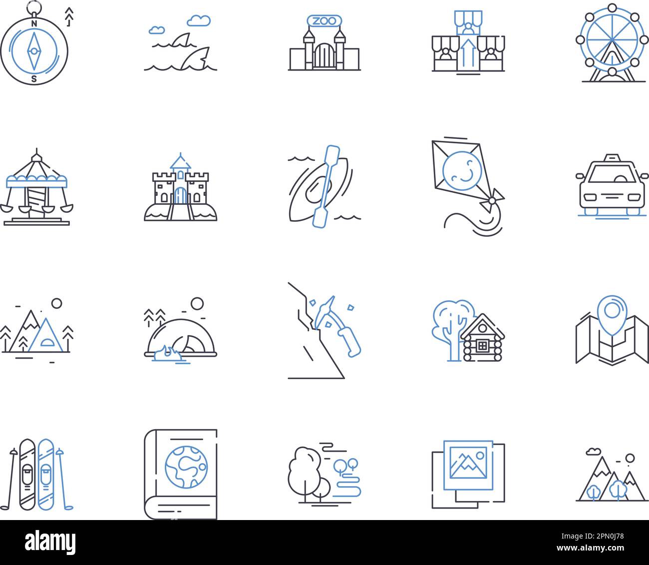 World voyage outline icons collection. Voyage, World, Tour, Journey ...