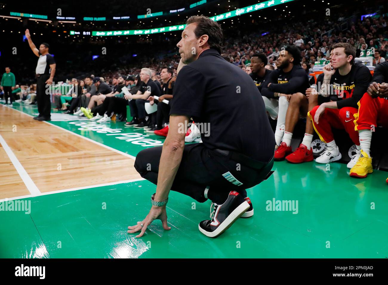 Atlanta Hawks head coach Quin Snyder watches play in the second half ...
