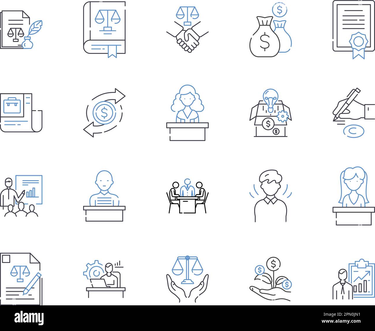 Outsourcing management outline icons collection. Outsourcing ...
