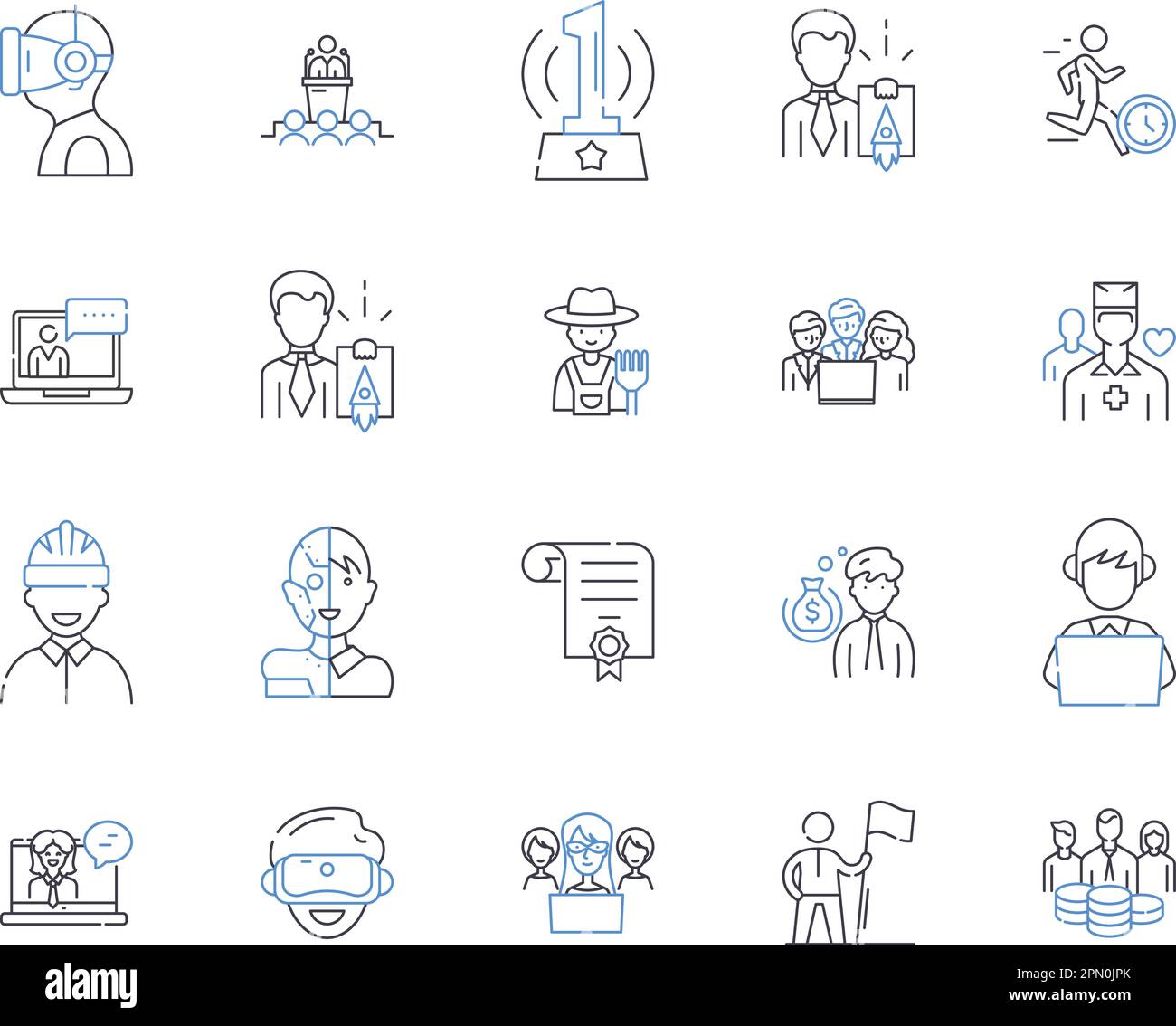 Job and management outline icons collection. Job, Management ...