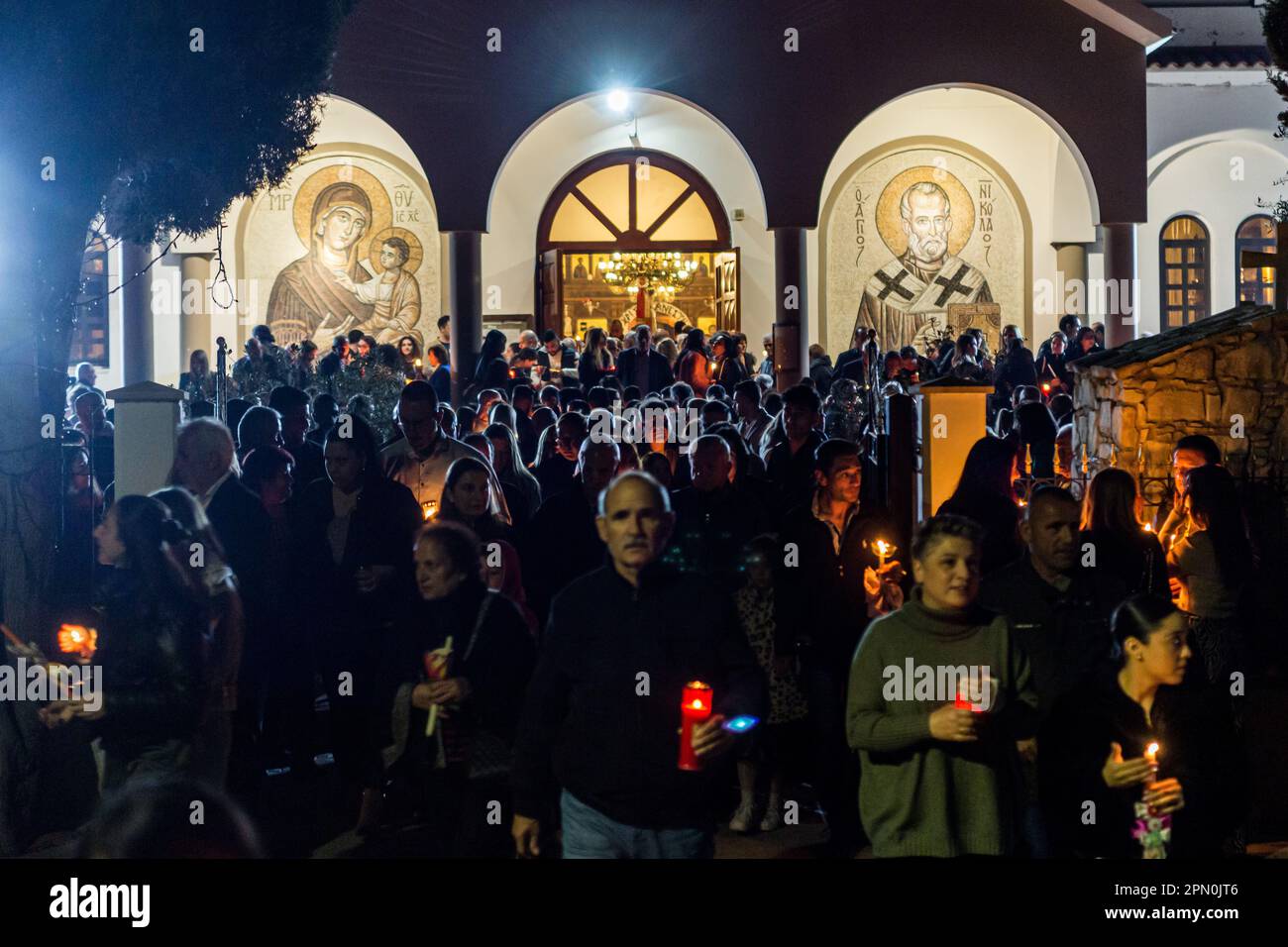 Limassol, Cyprus. 16th Apr, 2023. People leave the church after the end ...
