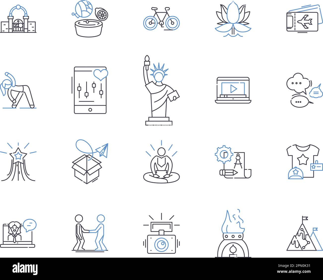 Sustainable travel outline icons collection. Eco-tourism, Responsible ...