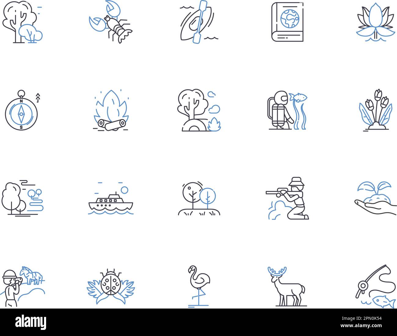 Wild nature outline icons collection. Wild, Nature, Animals, Wilderness ...