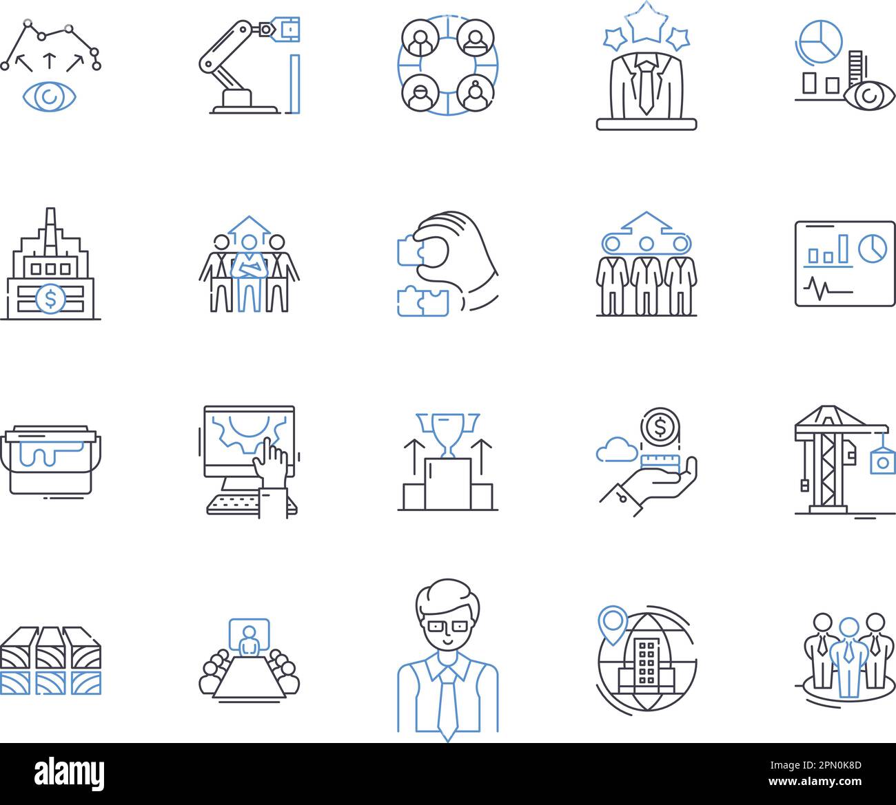 Production Business Outline Icons Collection Manufacturing Processing